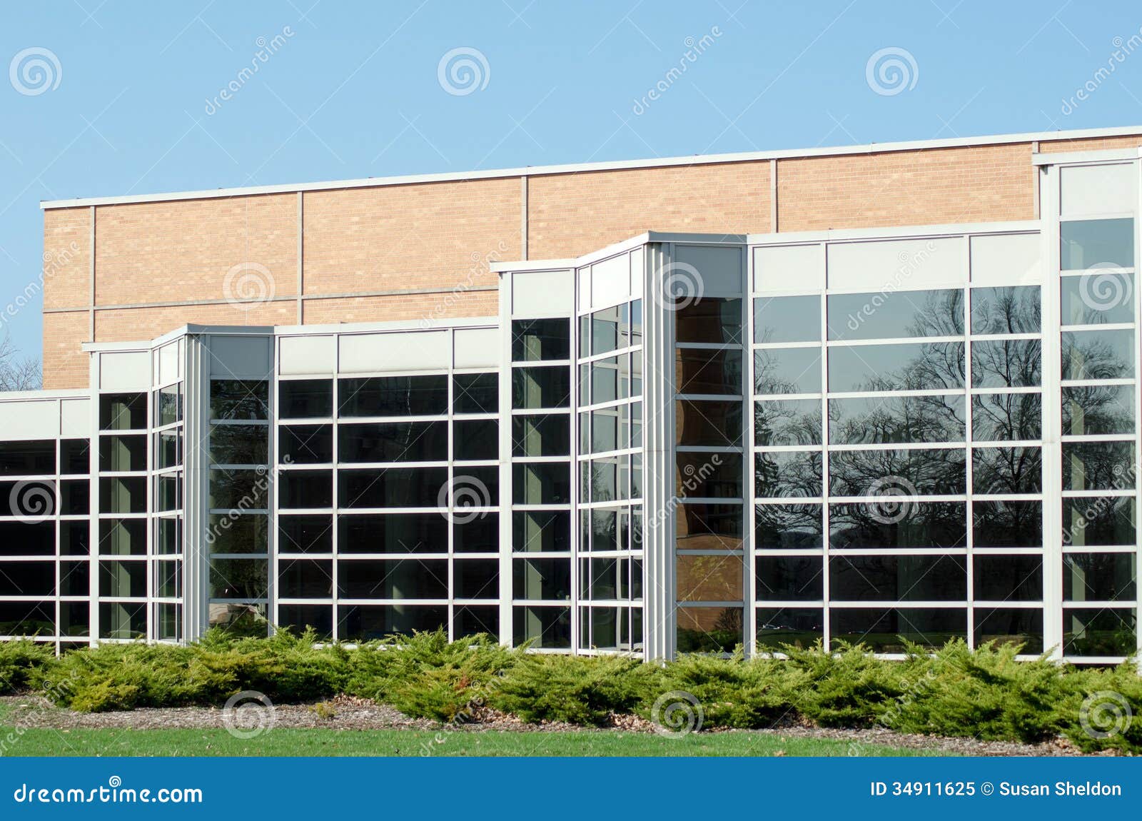Modern Building with Lots of Windows Stock Image - Image of industrial ...
