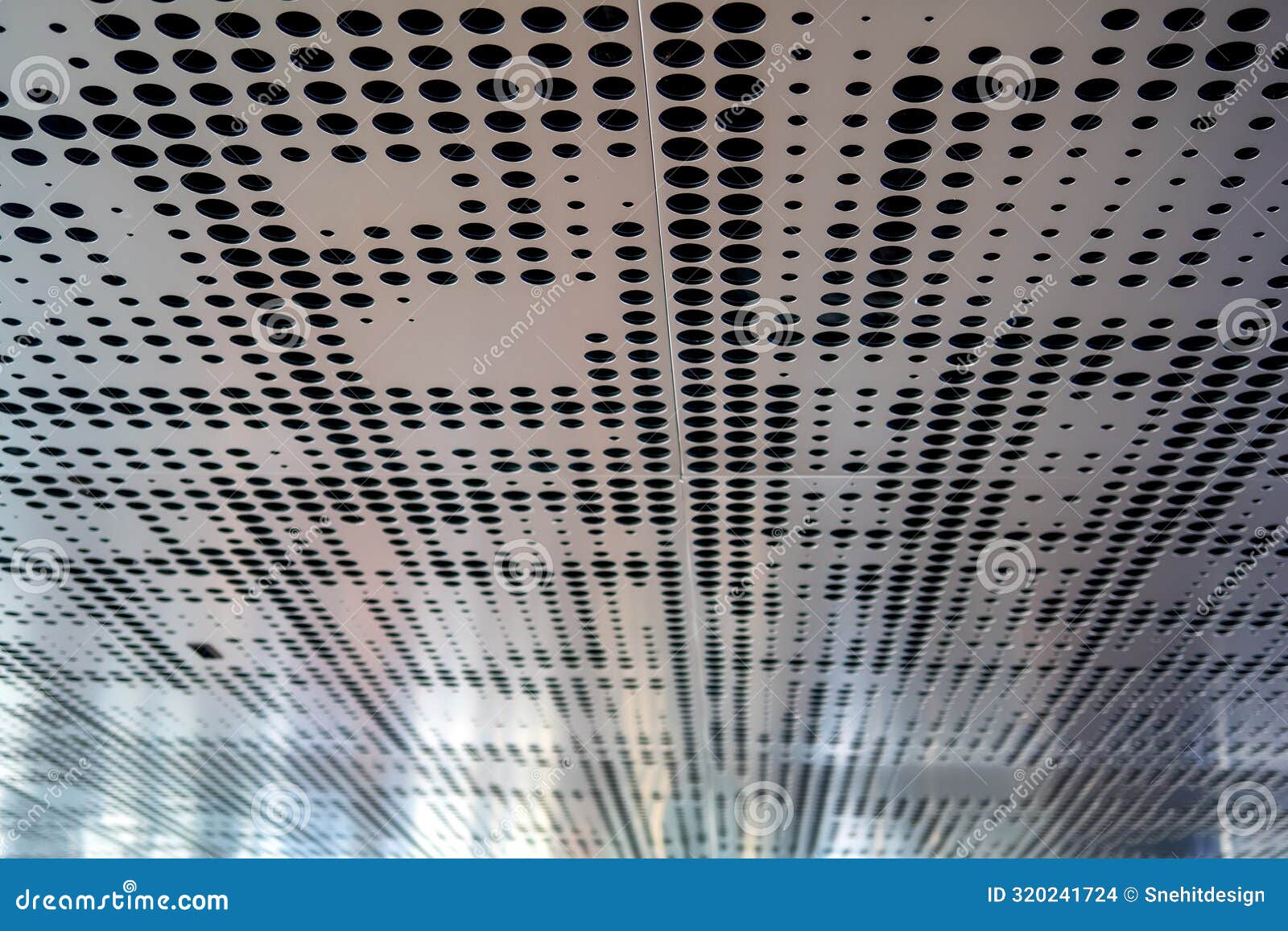 Modern Building Interior Metal Ceiling with Round Perforations Stock ...