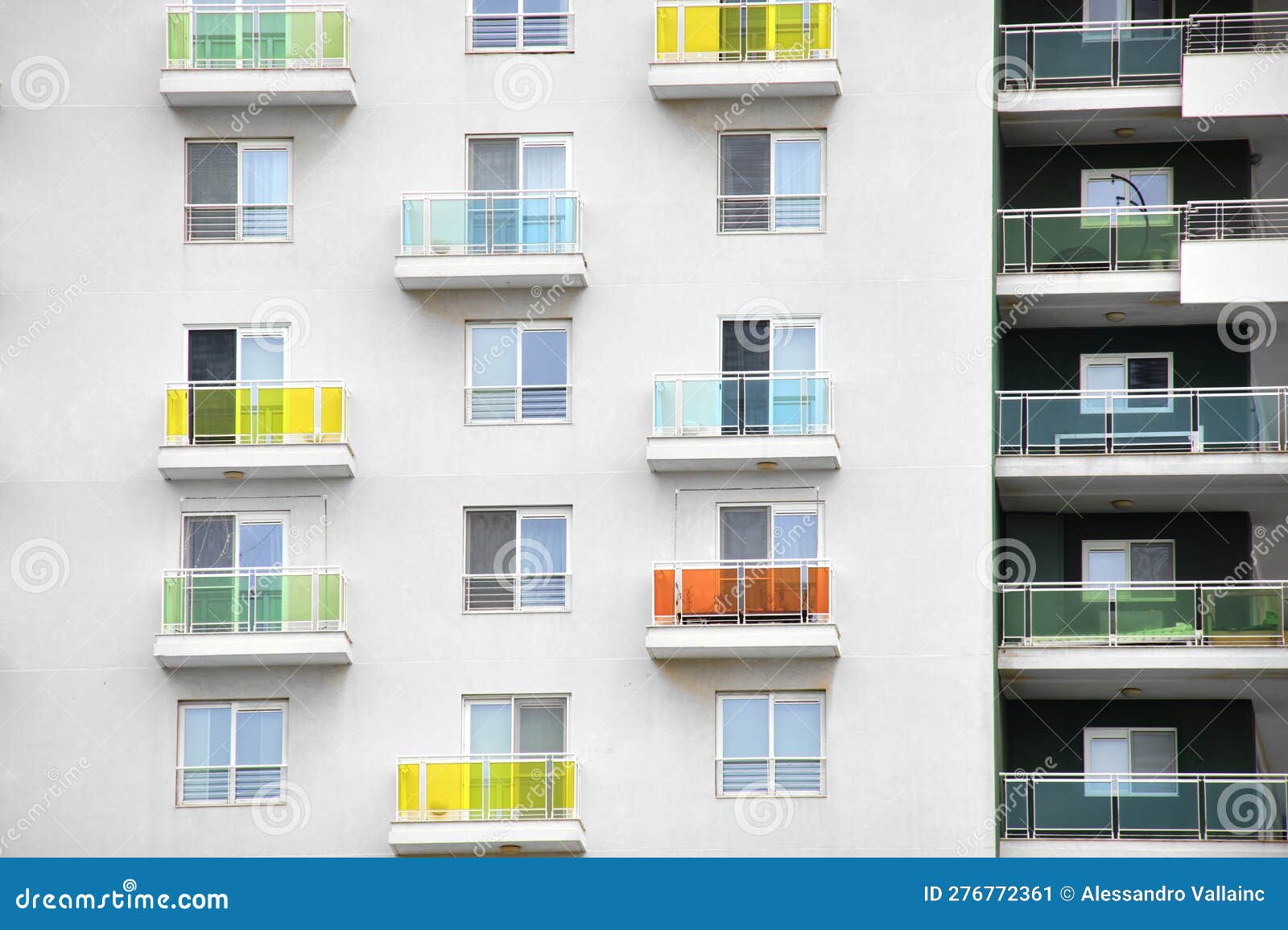 Modern Building and Minimal Colorful Balcony and Facade Stock Image ...