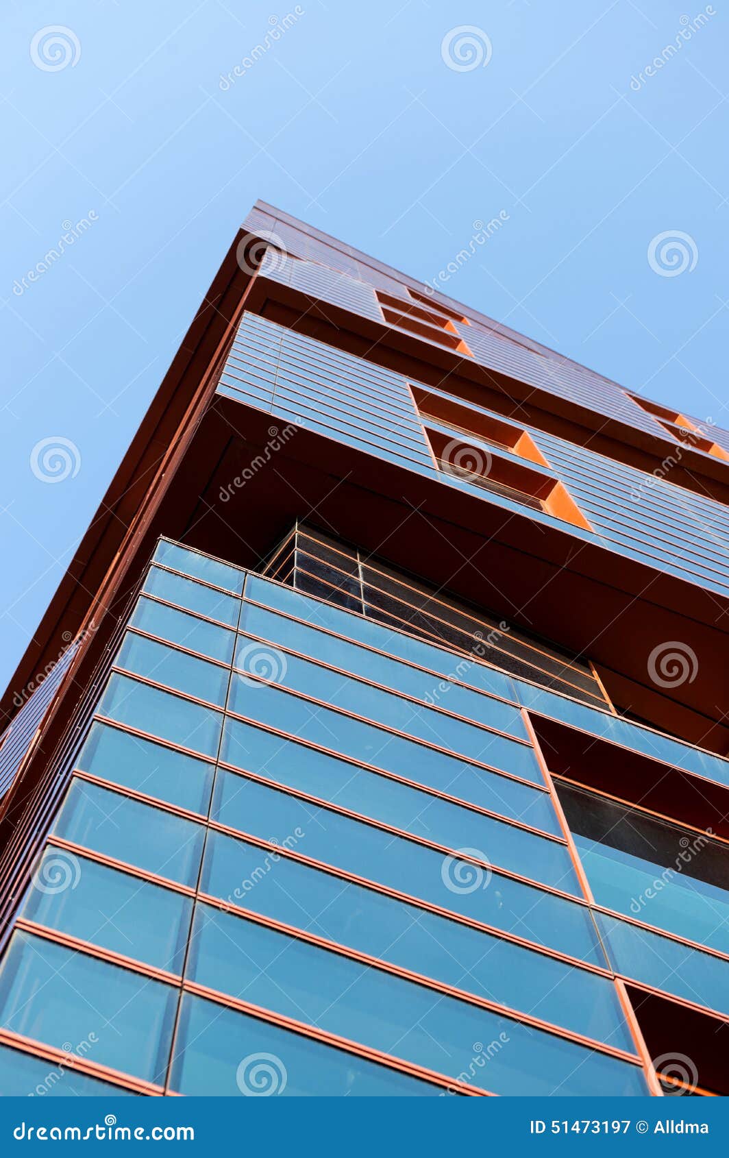 Modern Building Mirror Facade in Blue Tone Stock Image - Image of ...