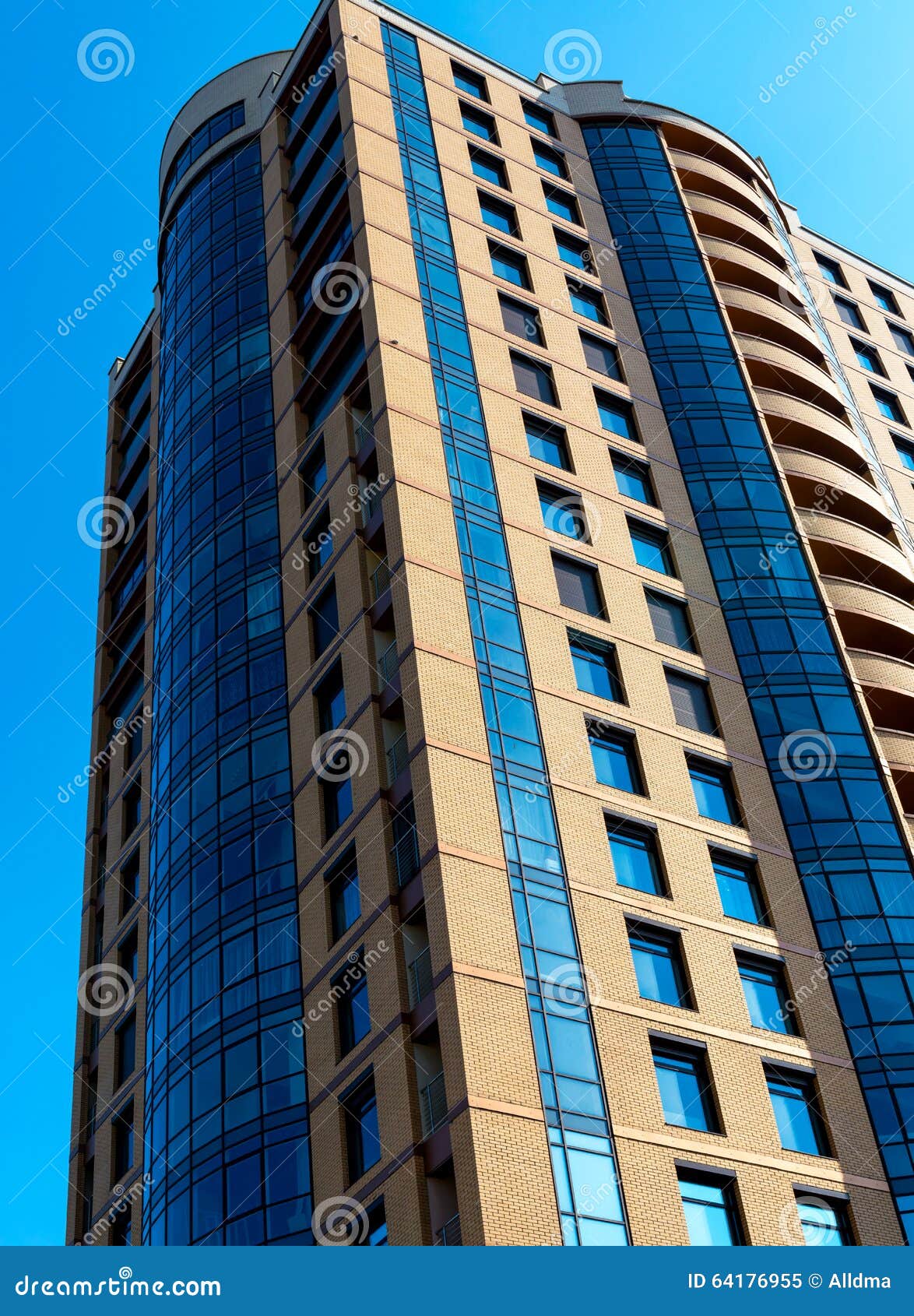 Modern Building Mirror Facade in Blue Tone Stock Image - Image of model ...