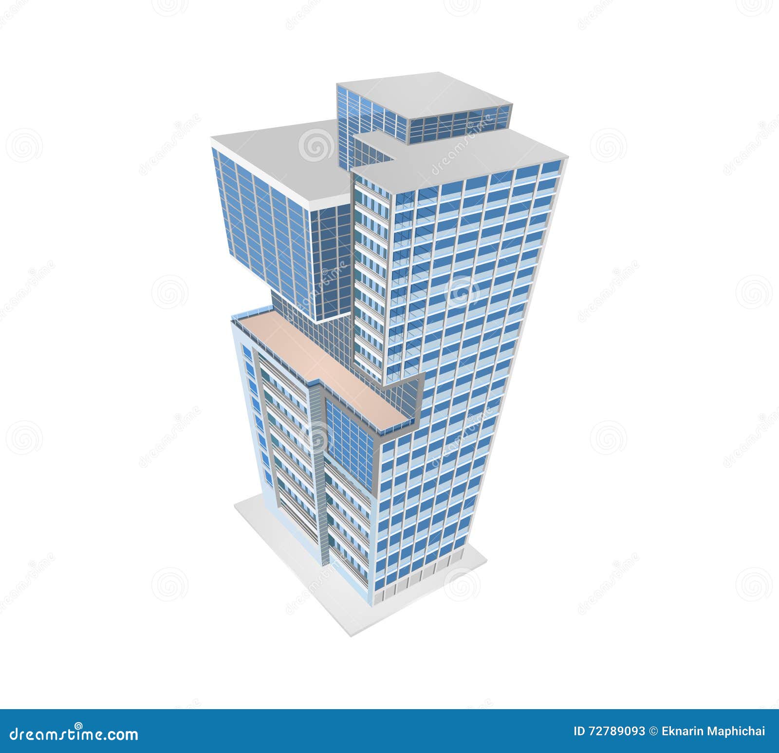 Modern Building Model Colors Scene Stock Illustration - Illustration of ...