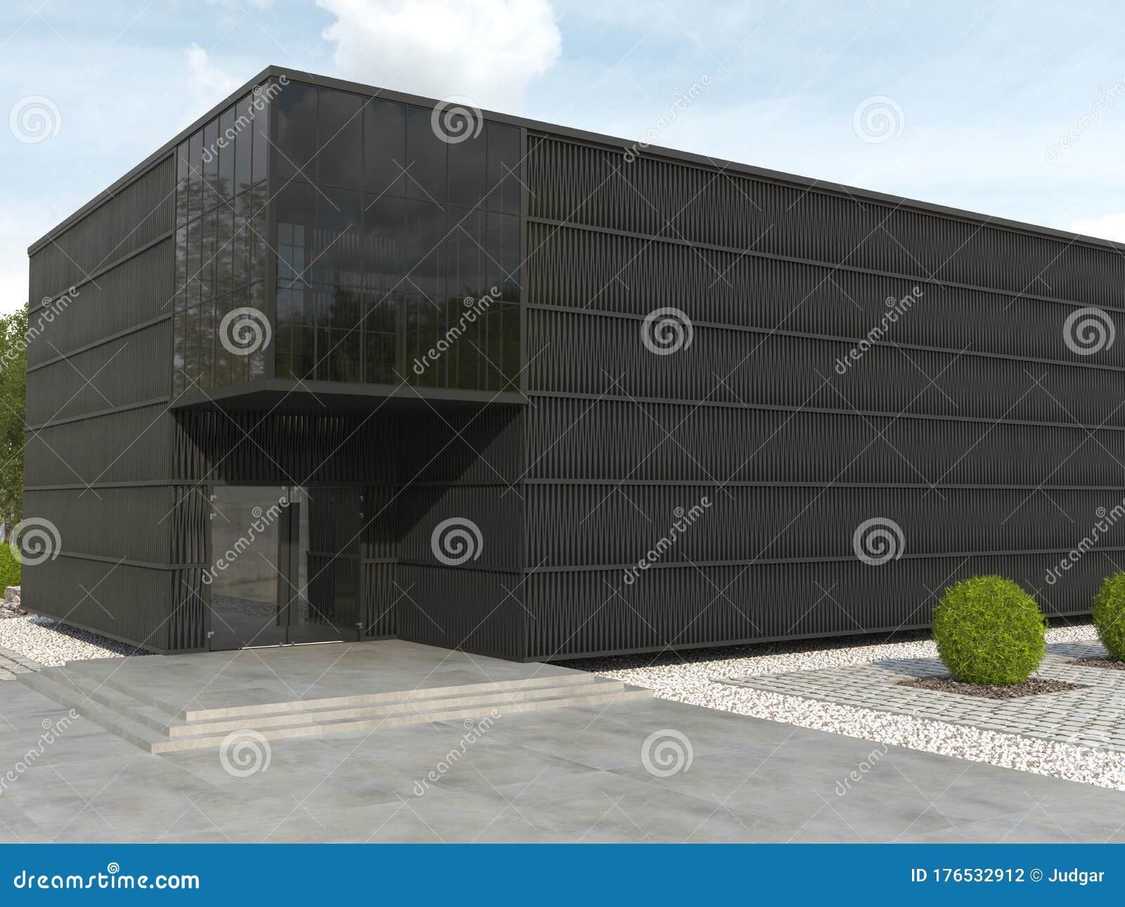 The Modern Building is Monochrome Black and Rectangular Shape. Facade ...