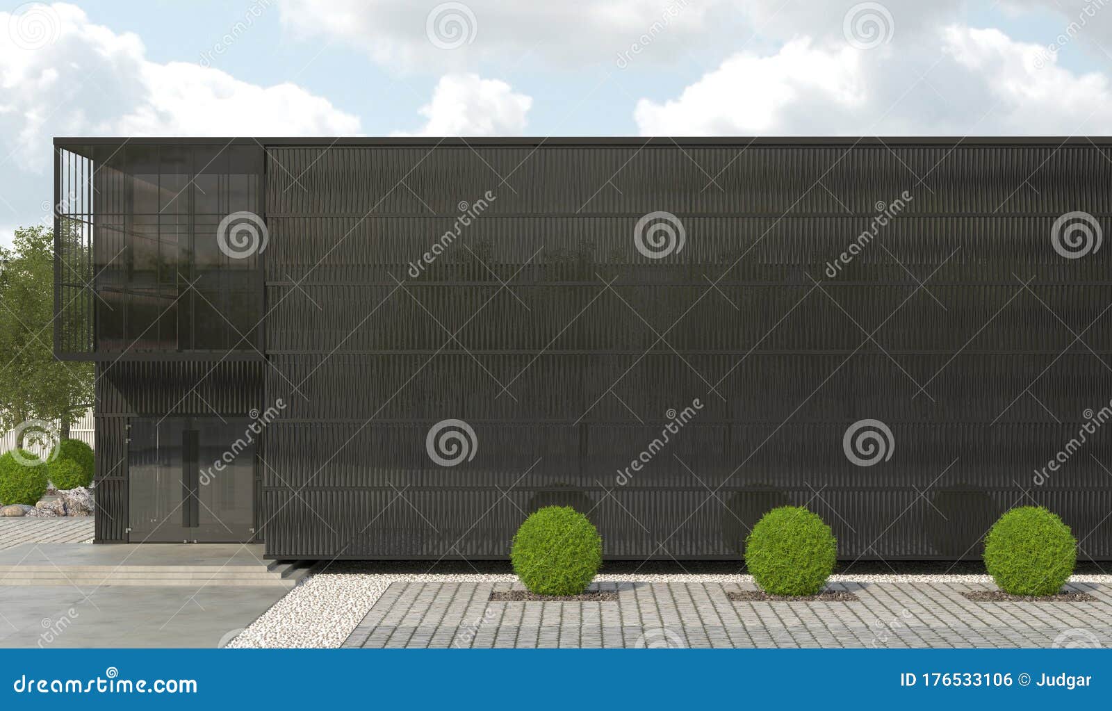 The Modern Building is Monochrome Black and Rectangular Shape. Facade ...