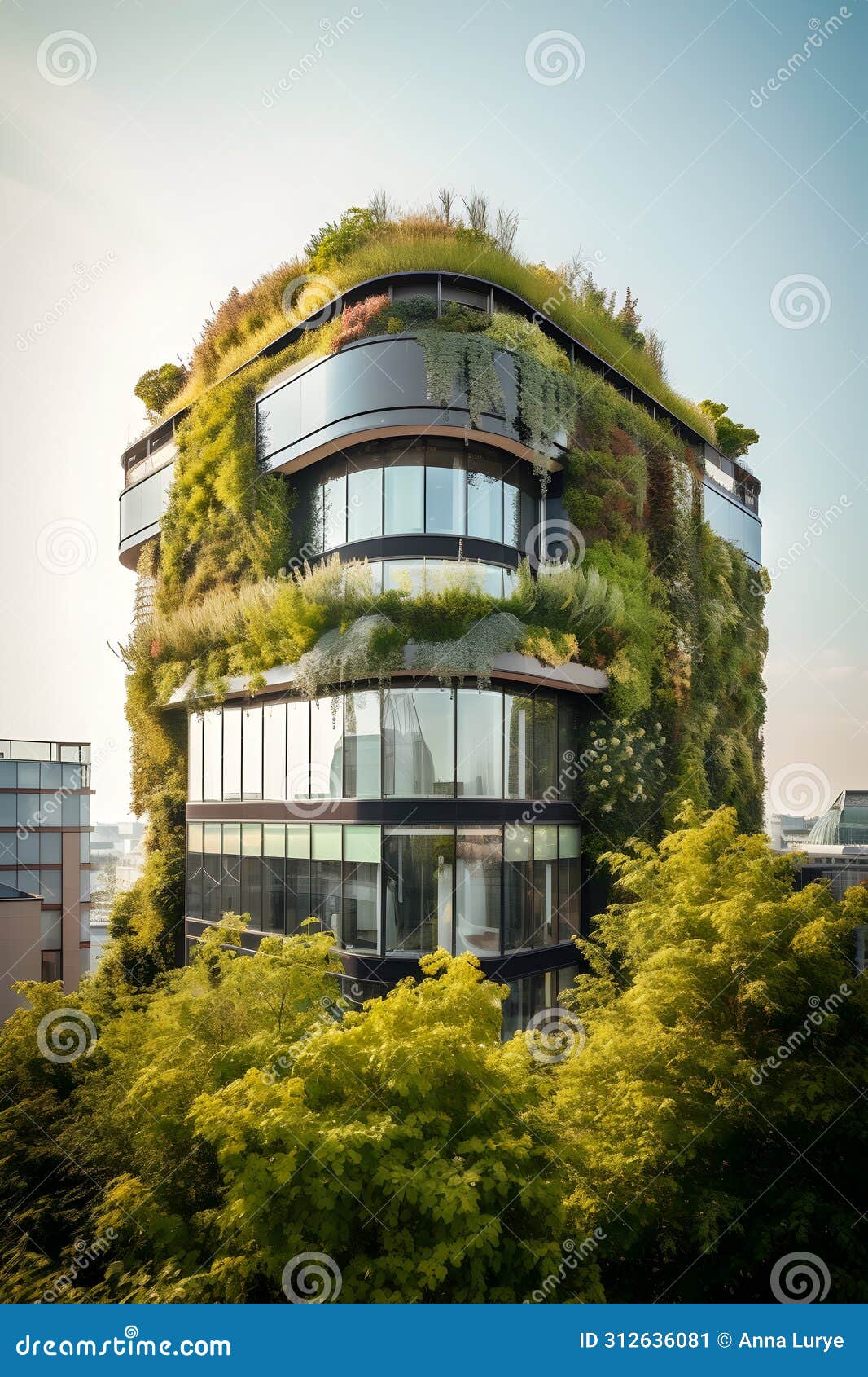 A Modern Building with Multi-level Facade Adorned with Greenery ...