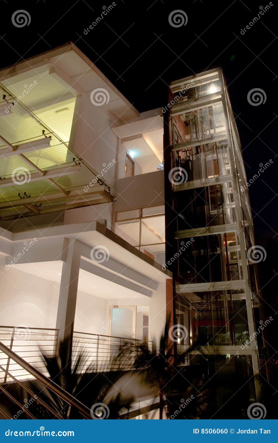 Modern building at night stock photo. Image of architecture - 8506060