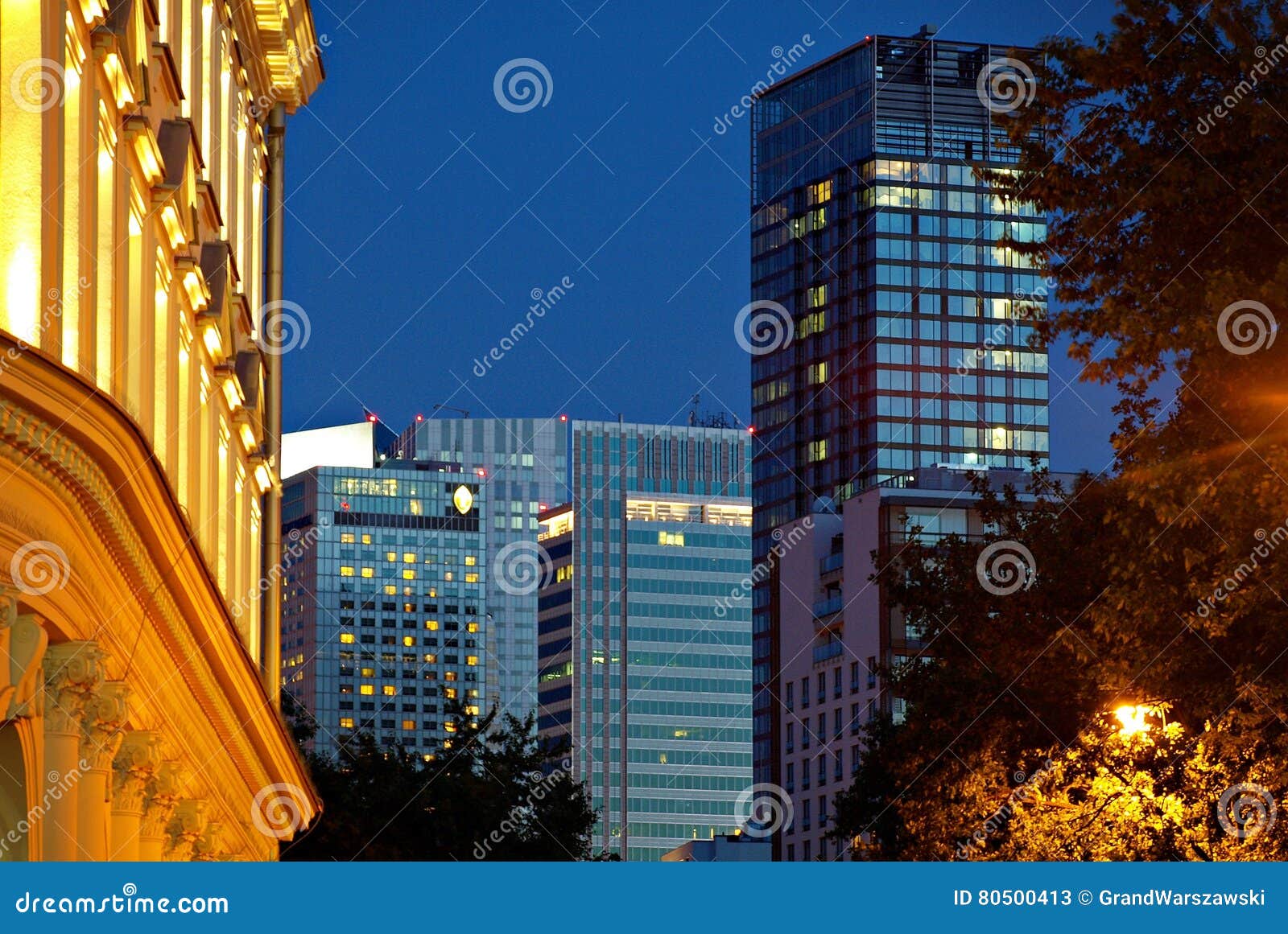 Modern building at night stock image. Image of exterior - 80500413