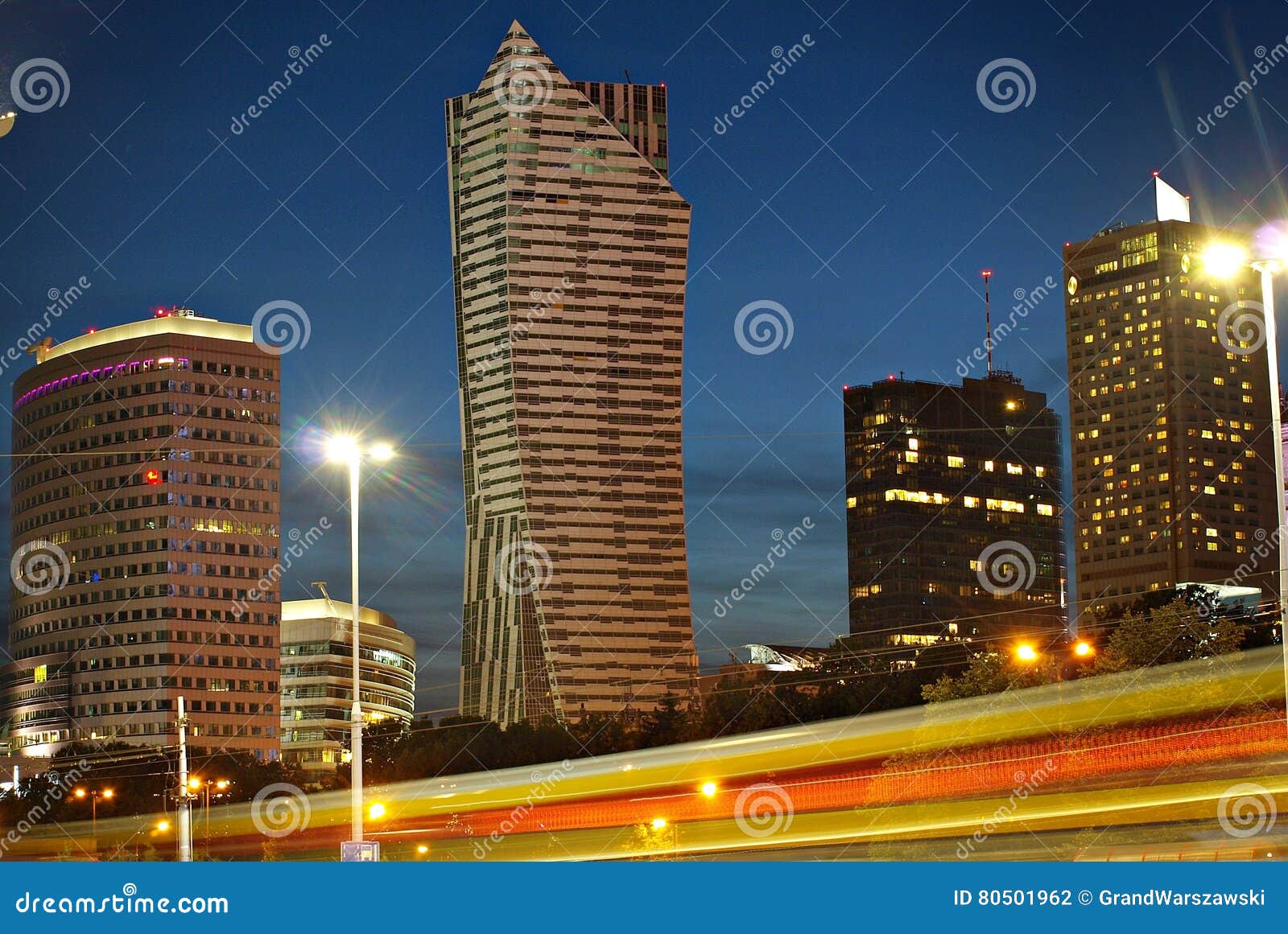 Modern building at night stock photo. Image of background - 80501962