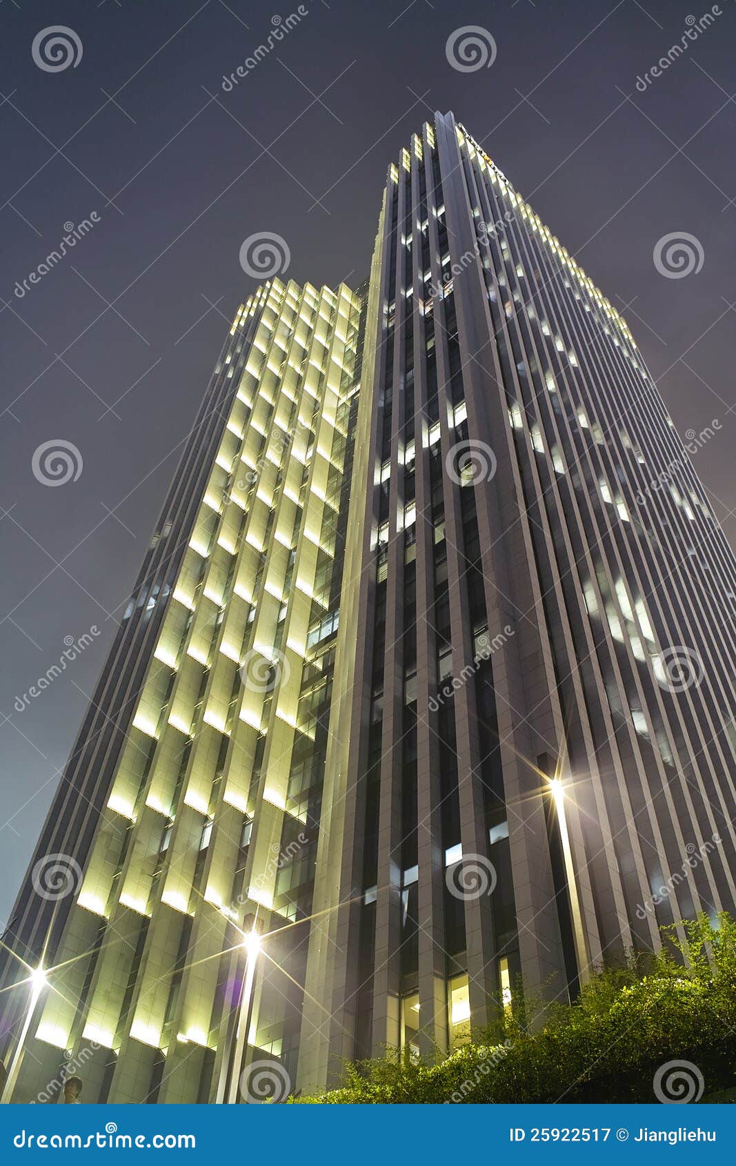 Modern Building at Night Time Stock Image - Image of finance, star ...