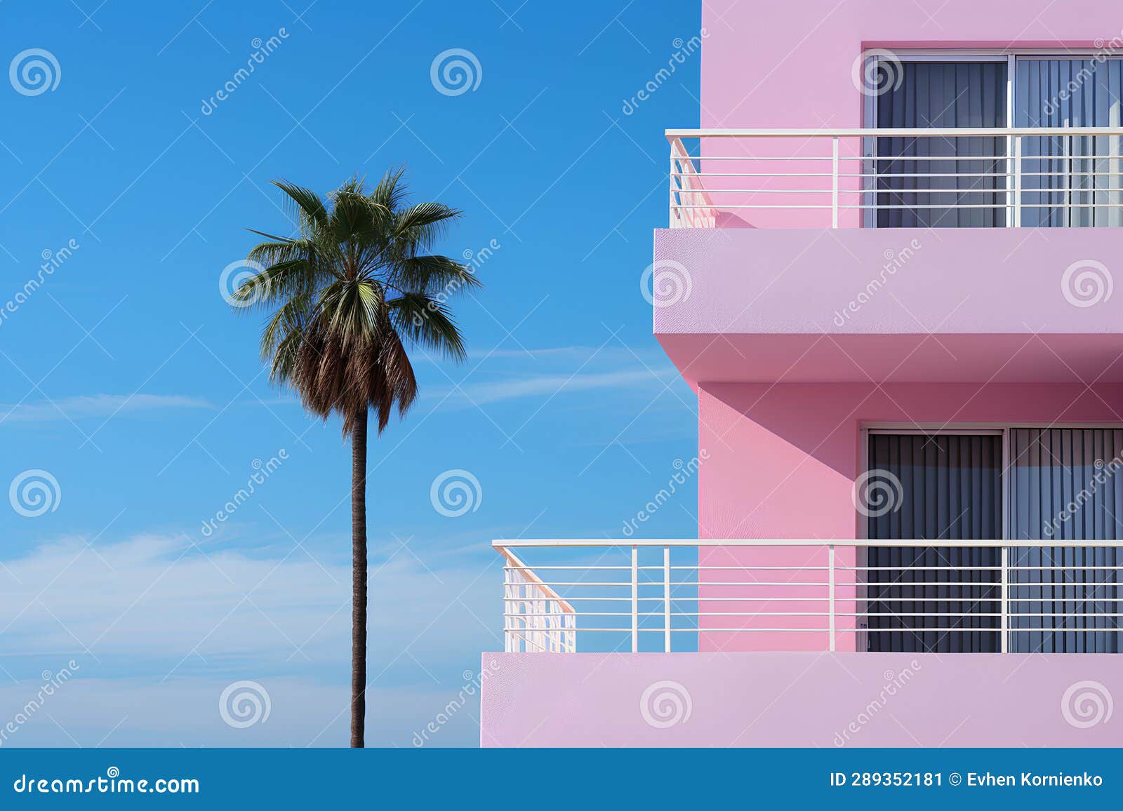 Modern Building with Palm Trees in Front of a Beautiful Sky Stock ...