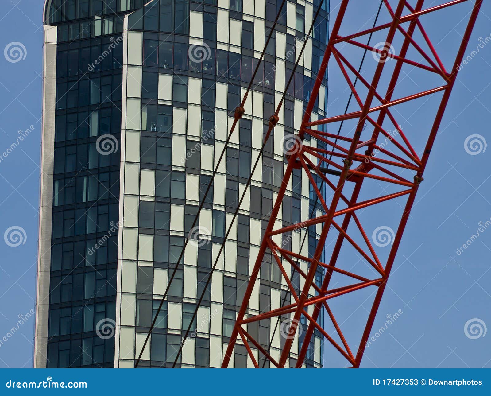 Modern Building and Red Crane Liverpool Stock Image - Image of tall ...