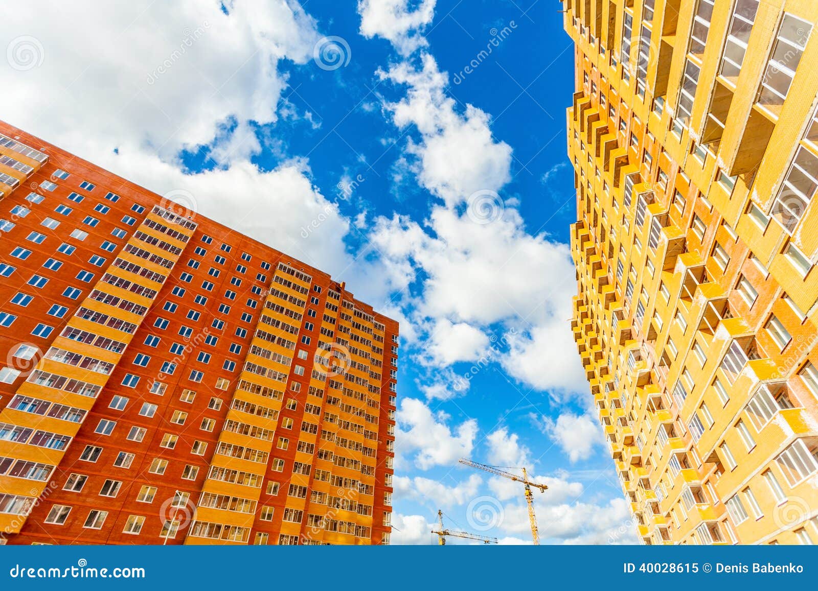 Modern Building Red and Yellow Walls Stock Image - Image of crane ...
