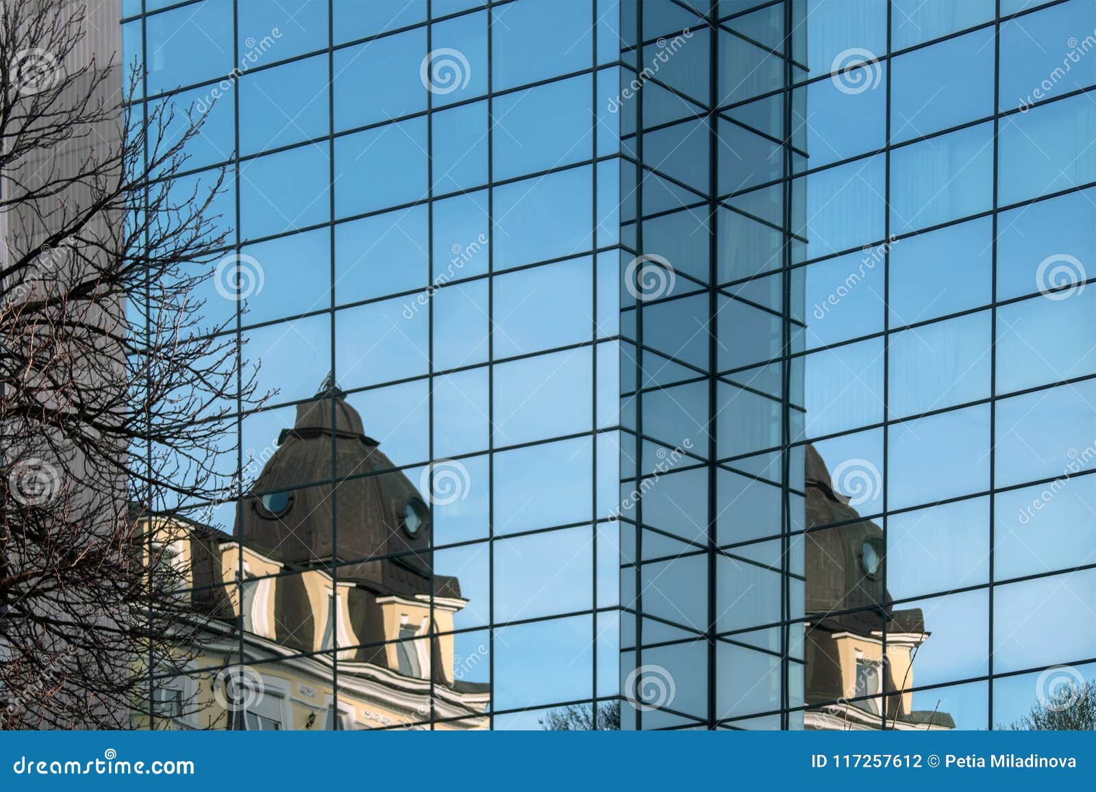 Modern Building with Reflections in the Windows. Stock Photo - Image of ...