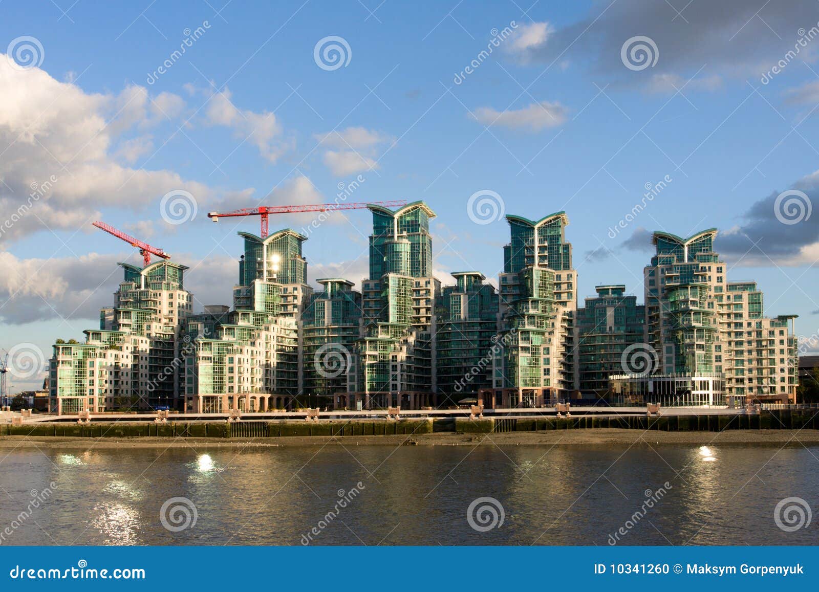 Modern Building on a River Bank Stock Photo - Image of london ...