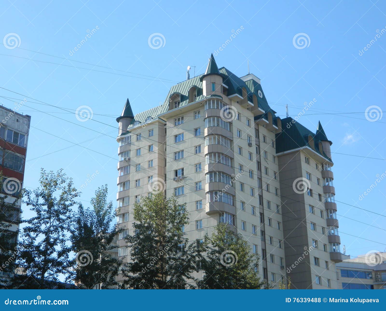 Modern Building with a Roof in the Gothic Style. Stock Photo - Image of ...