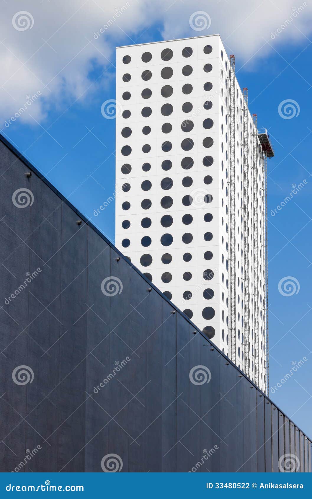 Modern Building with Round Windows Stock Photo - Image of scandinavian ...