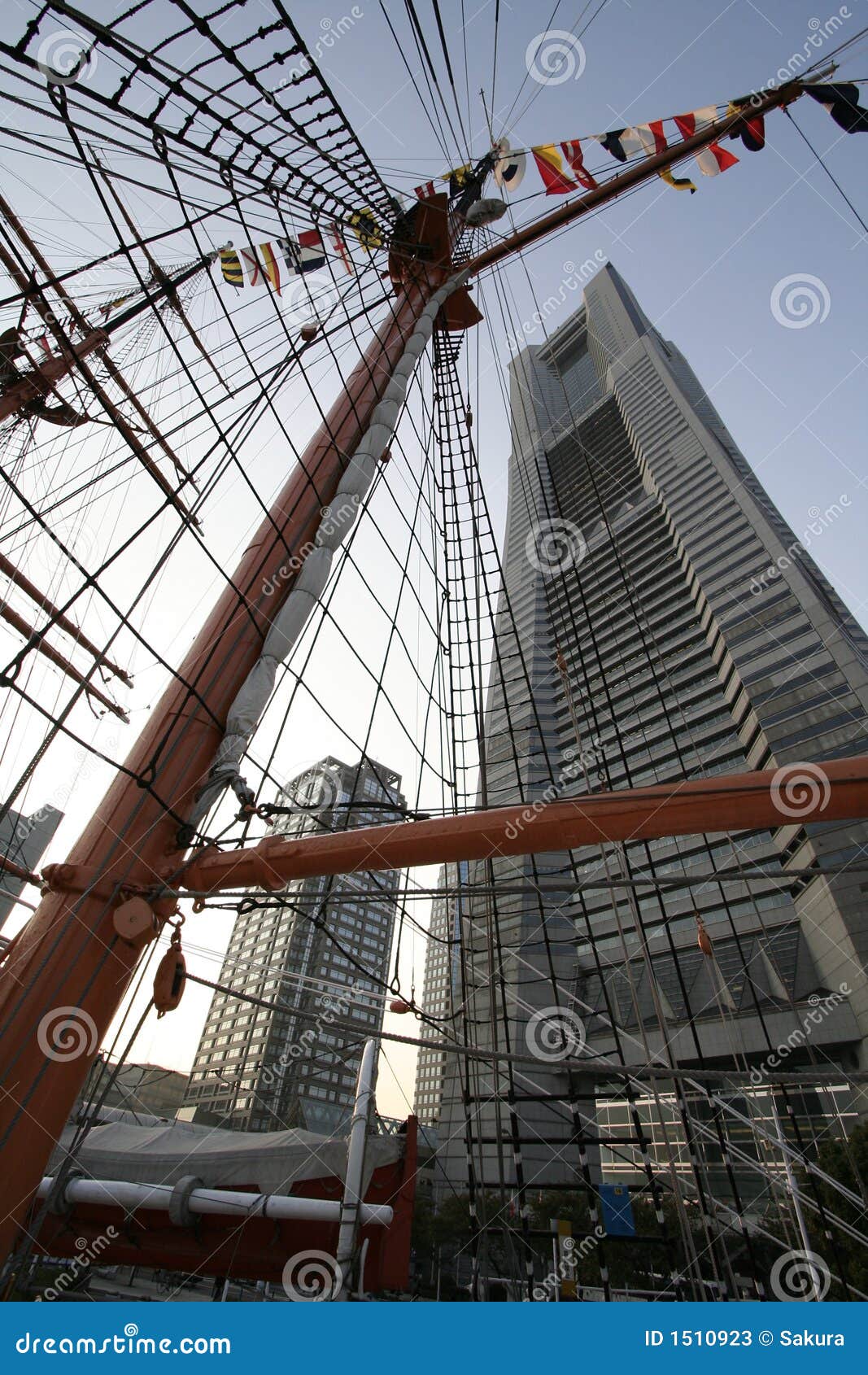 Modern Building and Sailboat Masts Stock Image - Image of coasts, docks ...