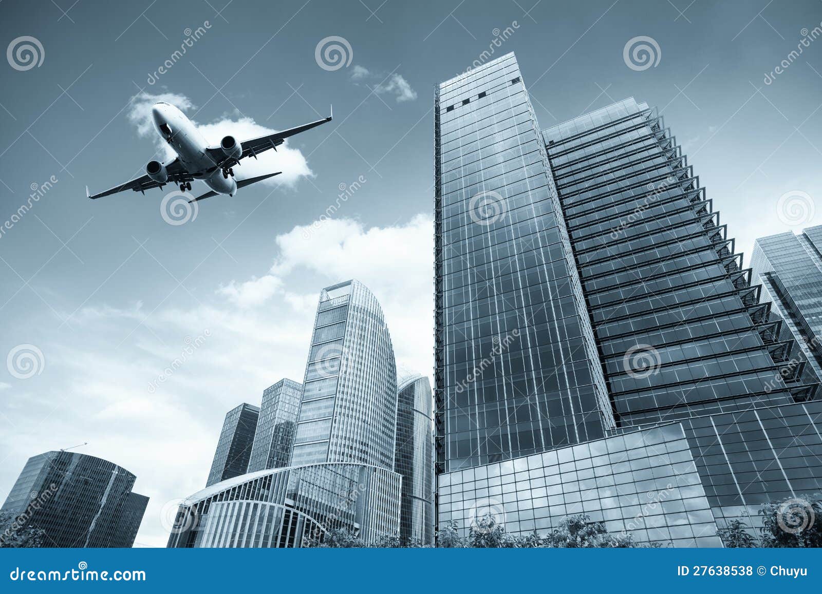 Modern Building with Scheduled Flight Stock Photo - Image of background ...