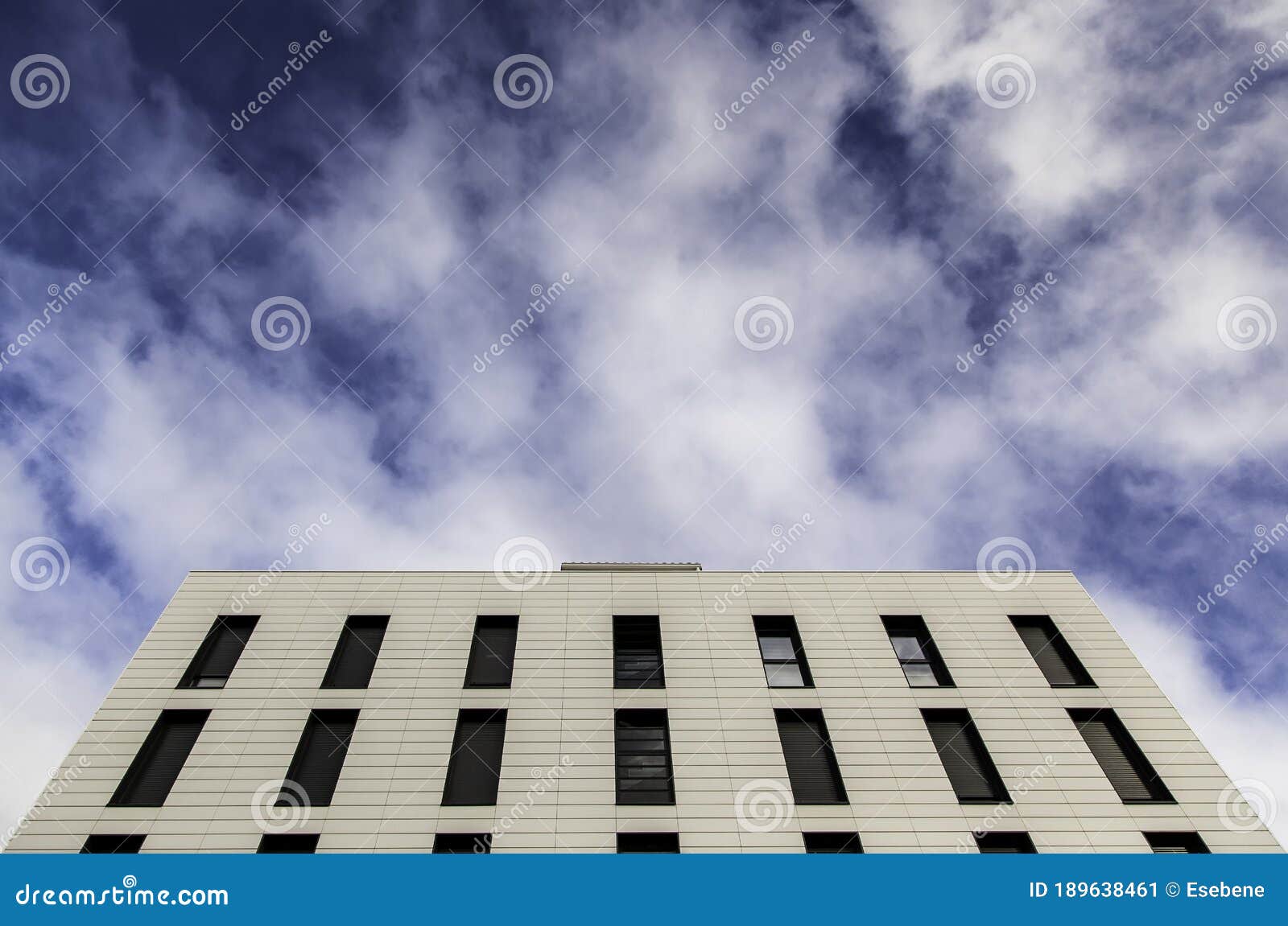 Modern Building with Sky and Clouds Stock Image - Image of reflection ...