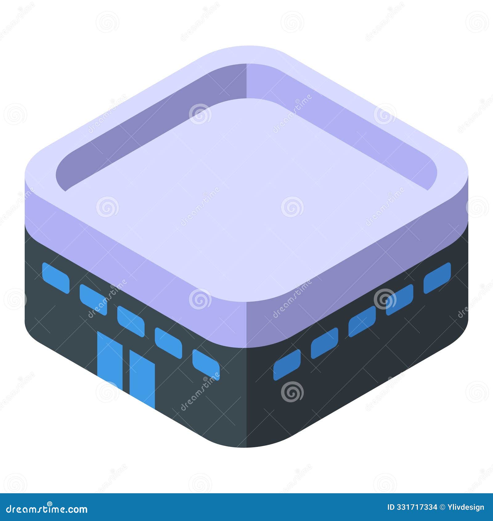 Modern Building with Square Roof Isometric Icon Stock Illustration ...