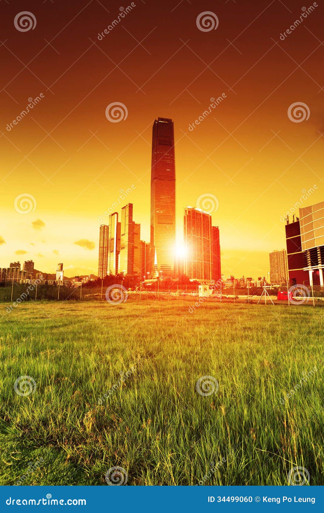 Modern building at sunset stock photo. Image of billboard - 34499060