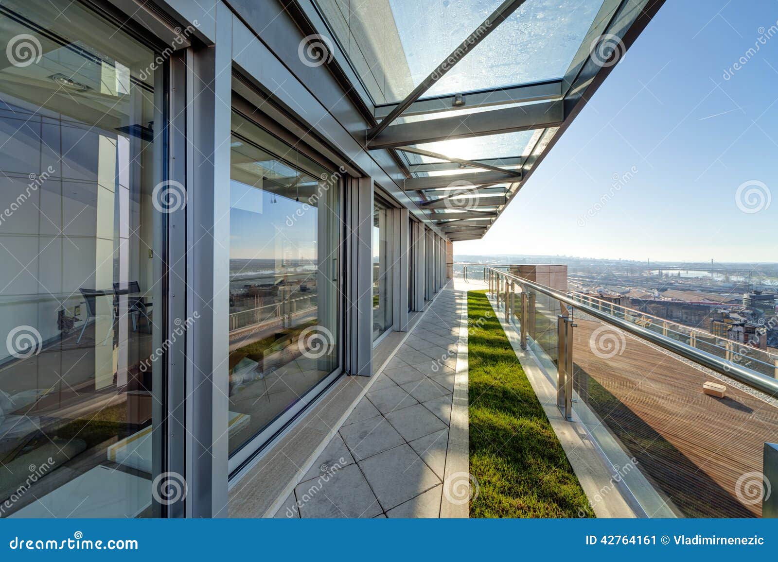 Modern building terrace stock image. Image of design - 42764161