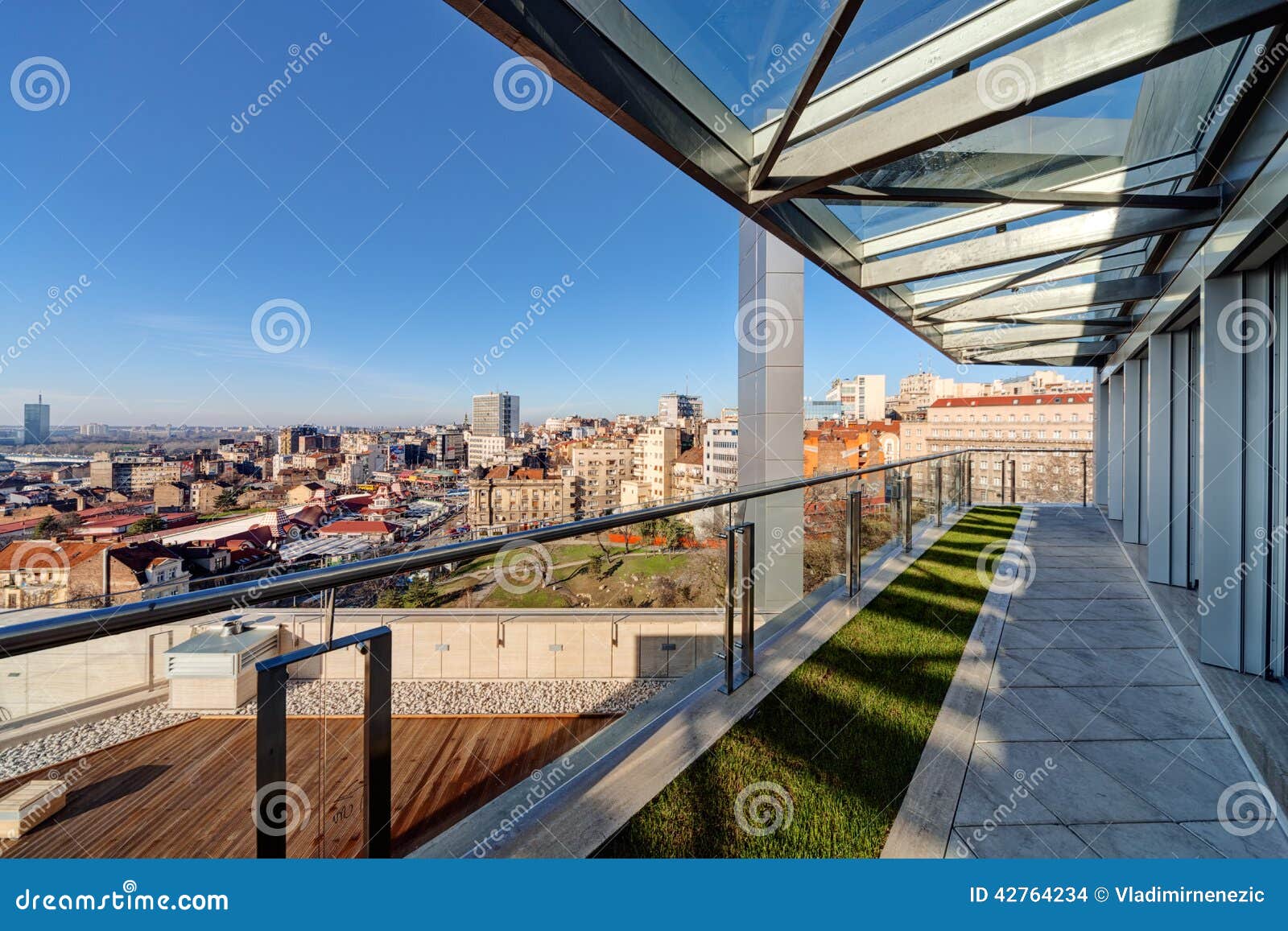 Modern building terrace stock photo. Image of construction - 42764234