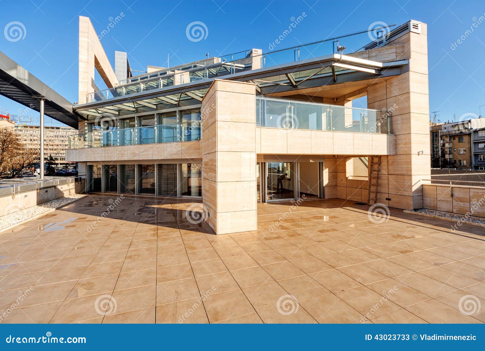 Modern building terrace stock image. Image of construction - 43023733