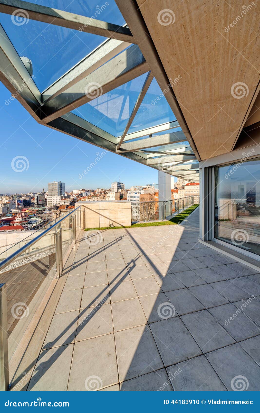 Modern building terrace stock photo. Image of mansion - 44183910