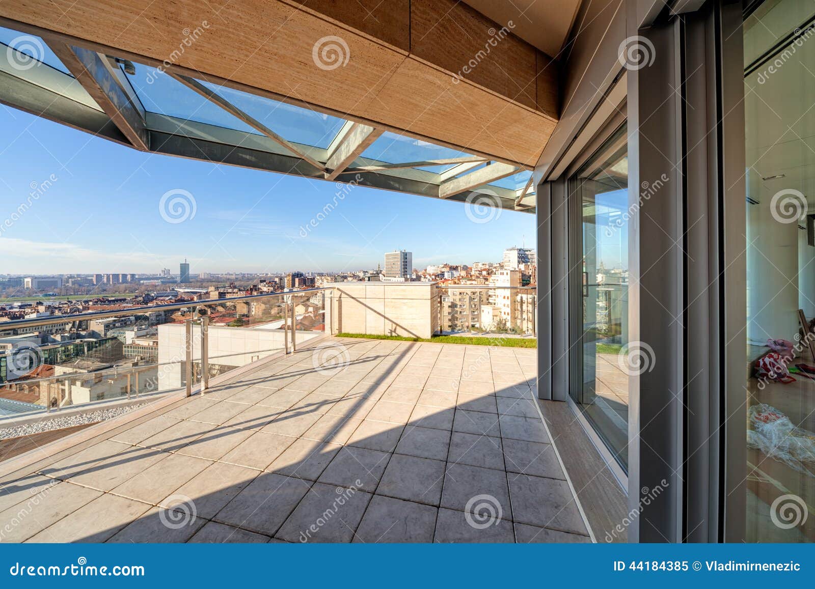 Modern building terrace stock image. Image of mansion - 44184385