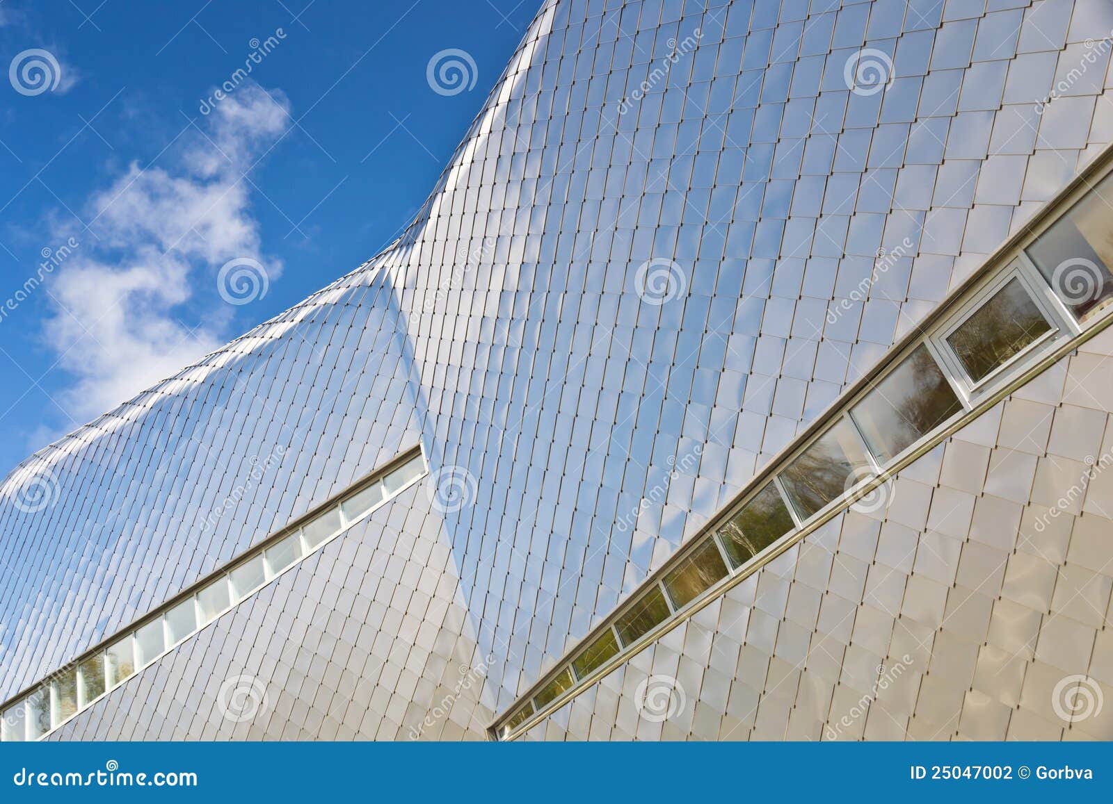 Modern Building with Tiled Facade Stock Photo - Image of reflections ...