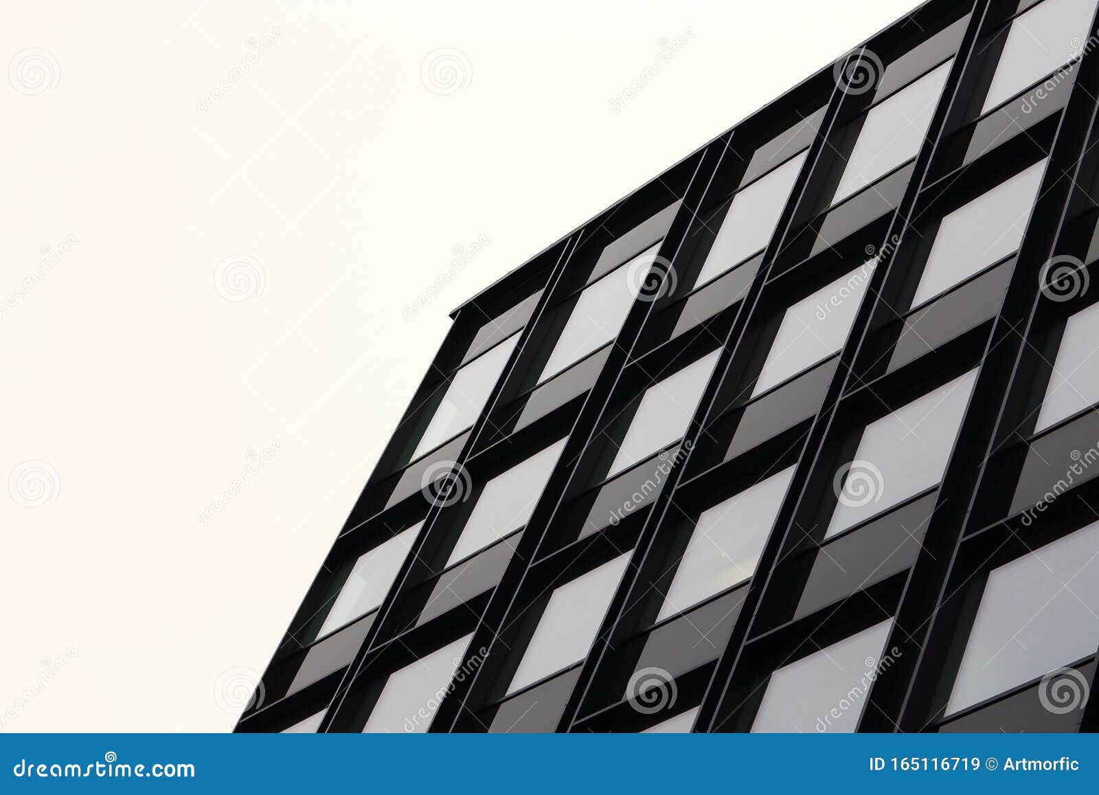 Modern Building Top Corner on White Sky Background Stock Image - Image ...