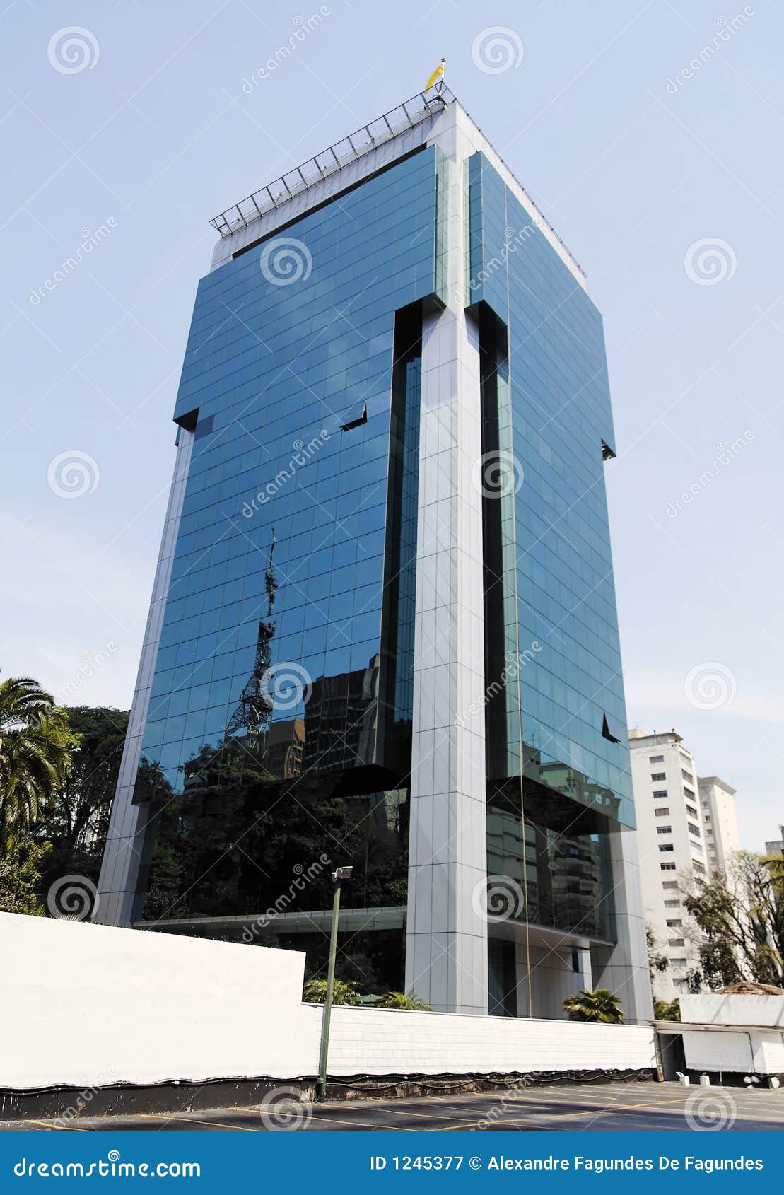 Modern Building and Transmission Tower Stock Image - Image of modern ...