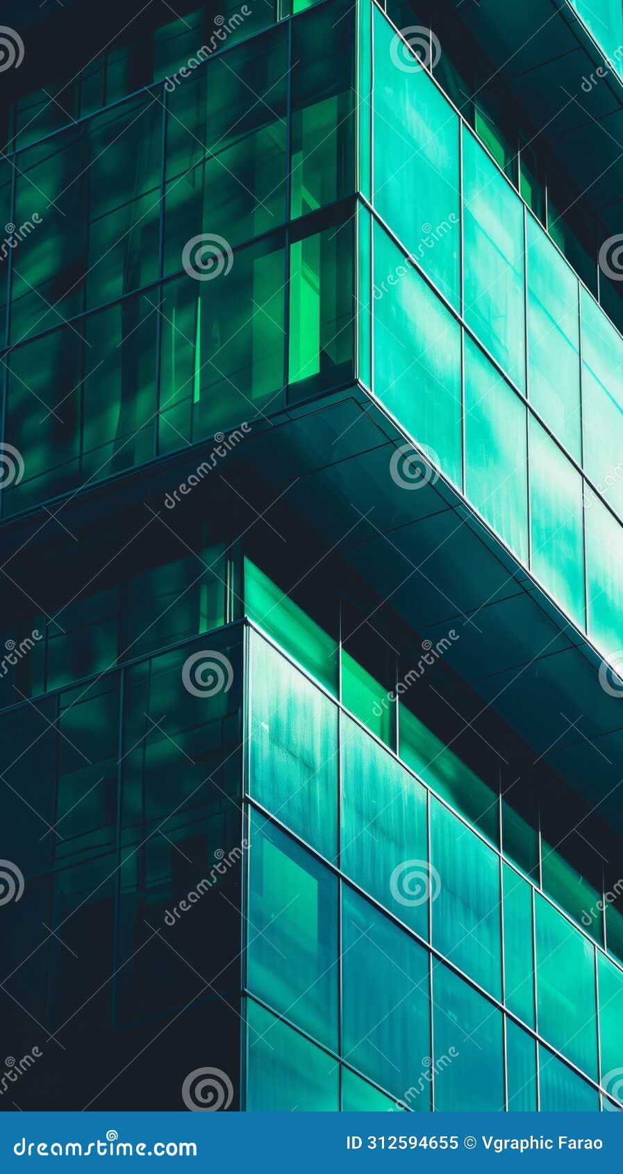 Modern Building with Turquoise Glass Facade Stock Image - Image of ...