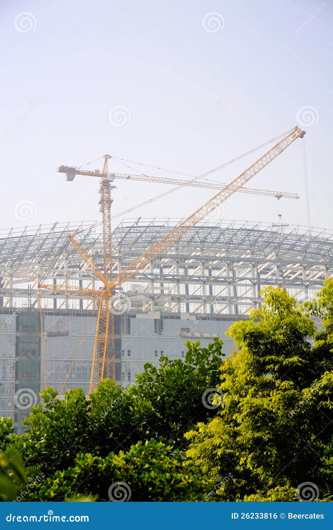 Modern Building Under Construction Stock Photo - Image of tree, huge ...