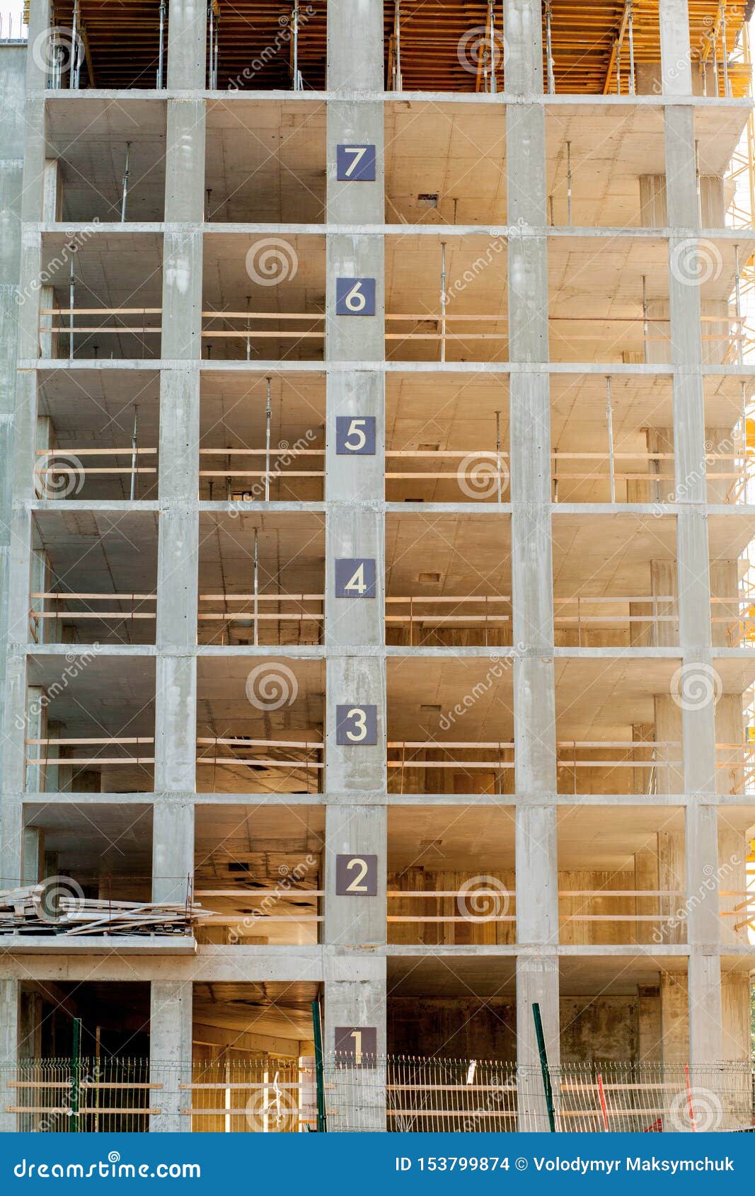 Modern Building Under Construction Detail, Concrete Frame, Indow ...