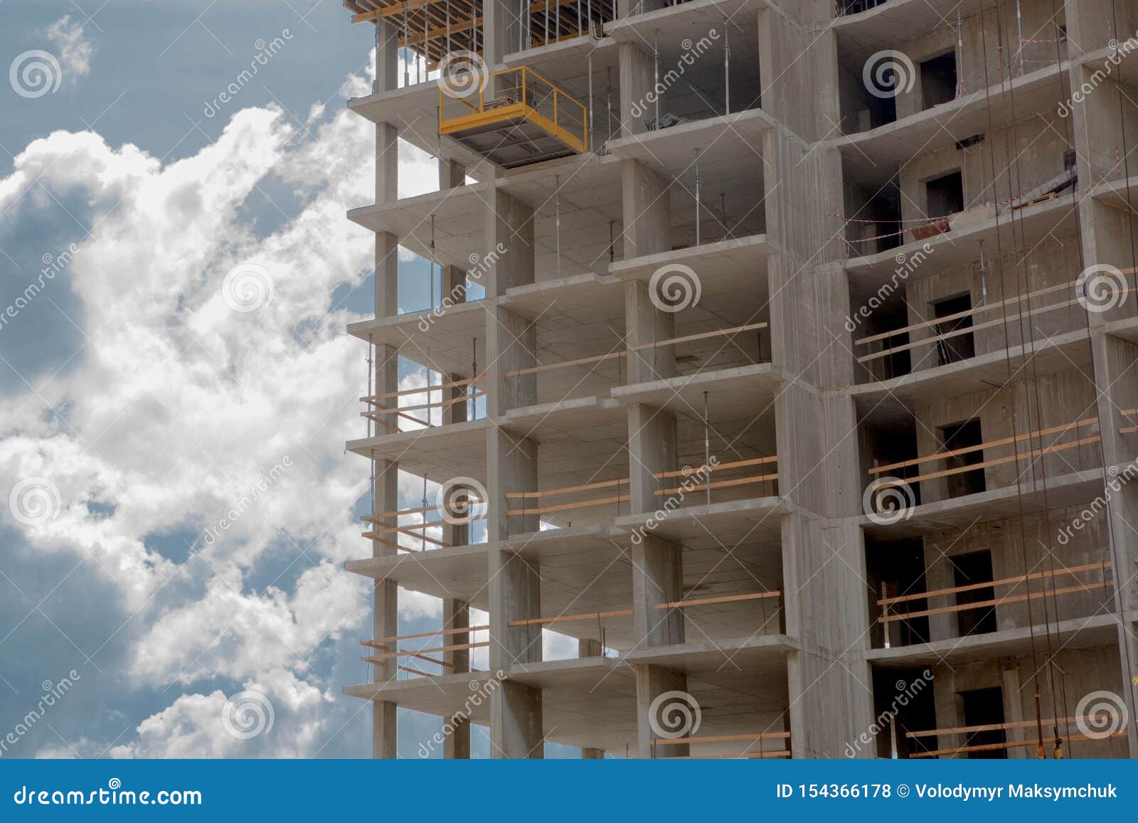 Modern Building Under Construction Detail, Concrete Frame, Indow ...