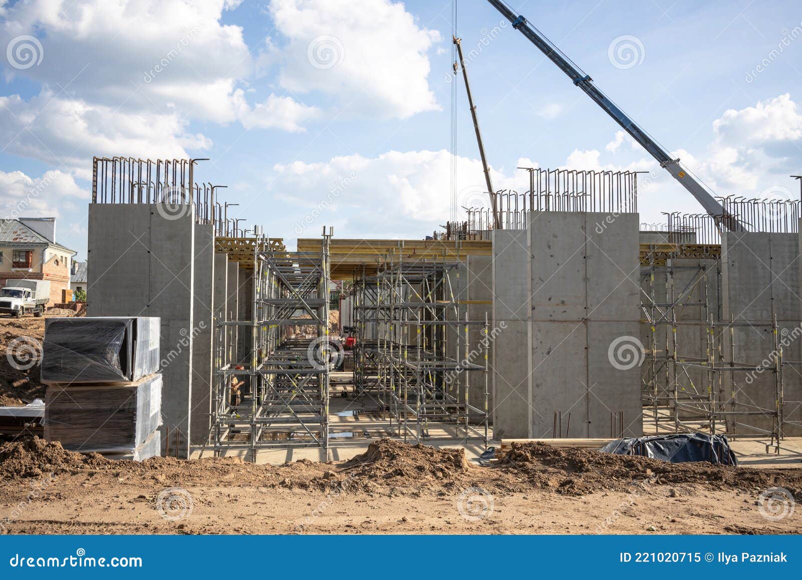 Modern Building Under Construction. Stock Image - Image of sand ...