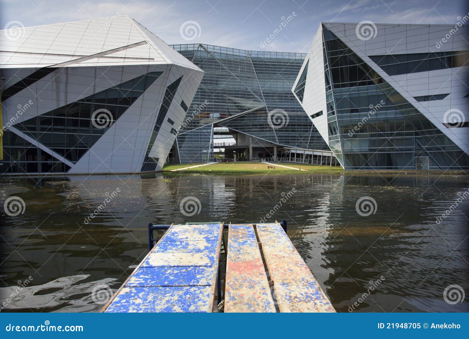 The Modern Building Under Water Flood. Stock Image - Image of office ...