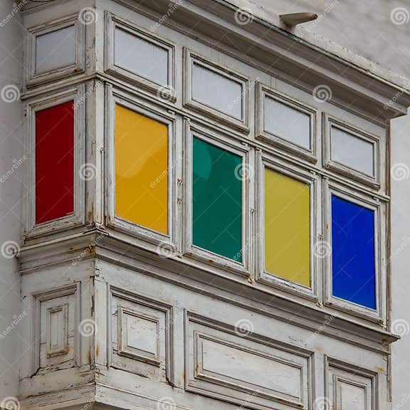 Modern Building with a Unique Multi-colored Window Pattern Stock Photo ...
