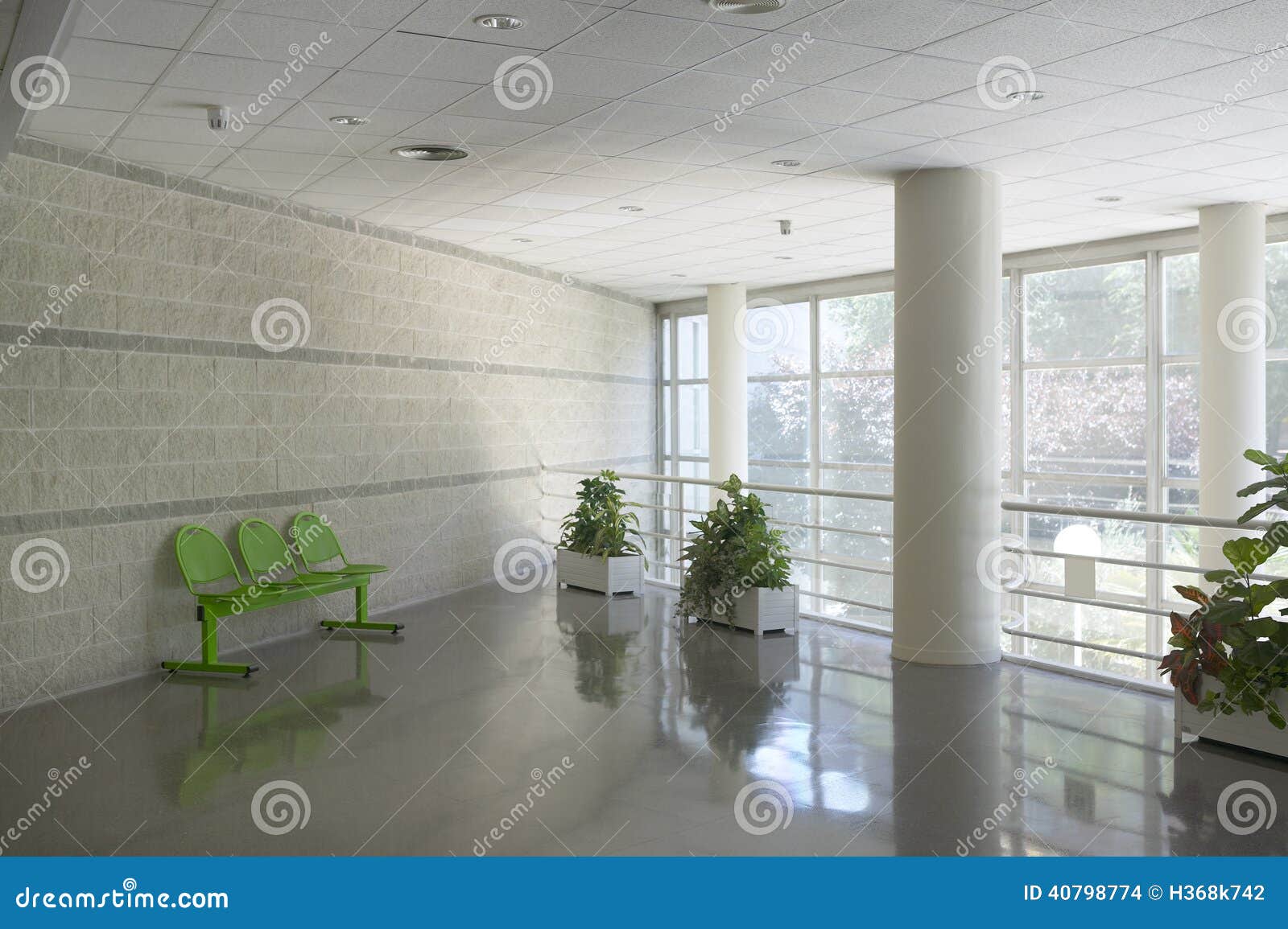 Modern Building Waiting Area with Metallic Chairs Stock Photo - Image ...