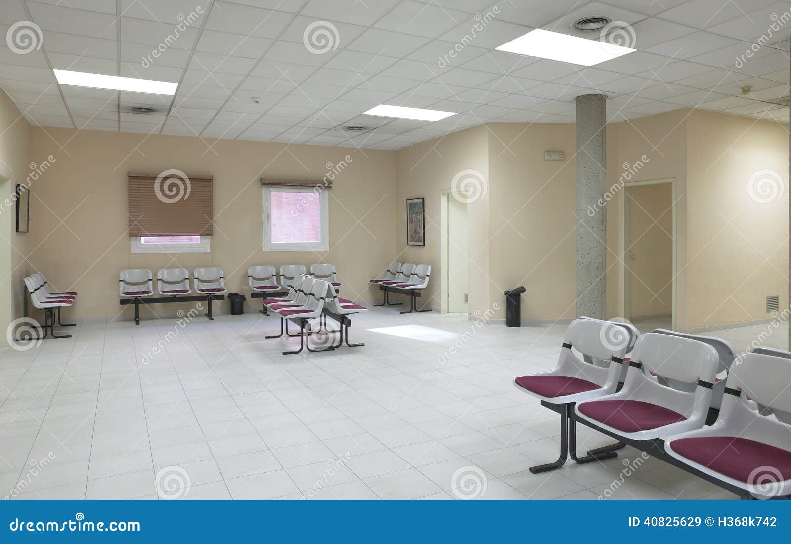 Modern Building Waiting Area with Plastic Seats Stock Image - Image of ...