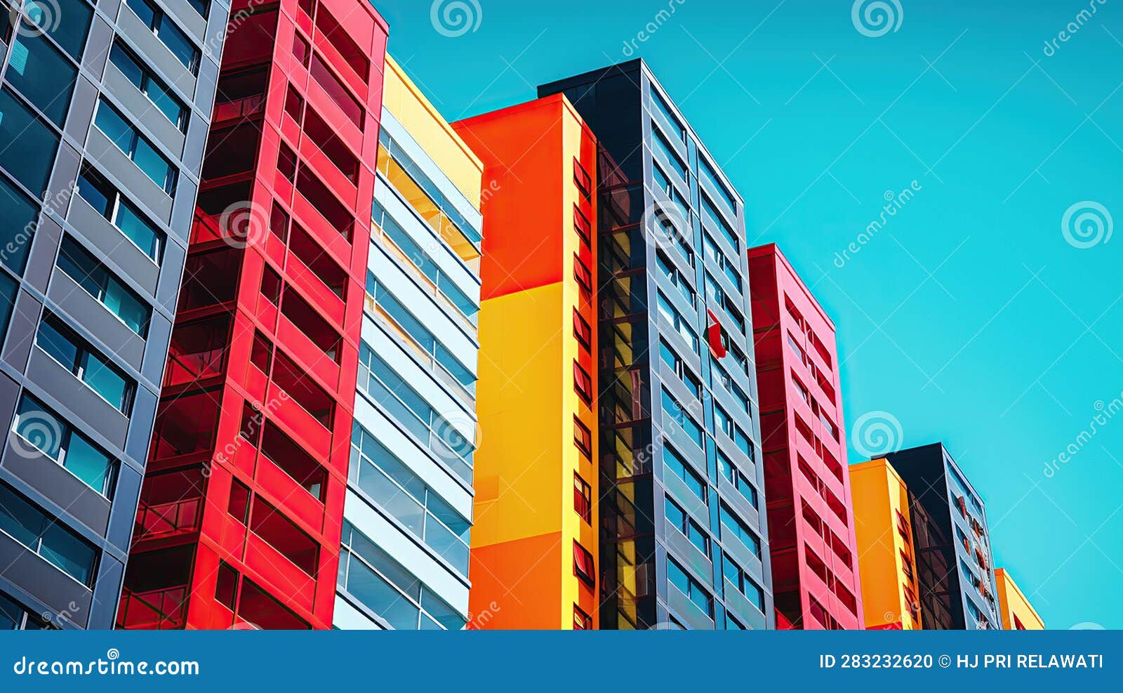 Modern Buildings in Bold Colors. Generative Ai Stock Illustration ...