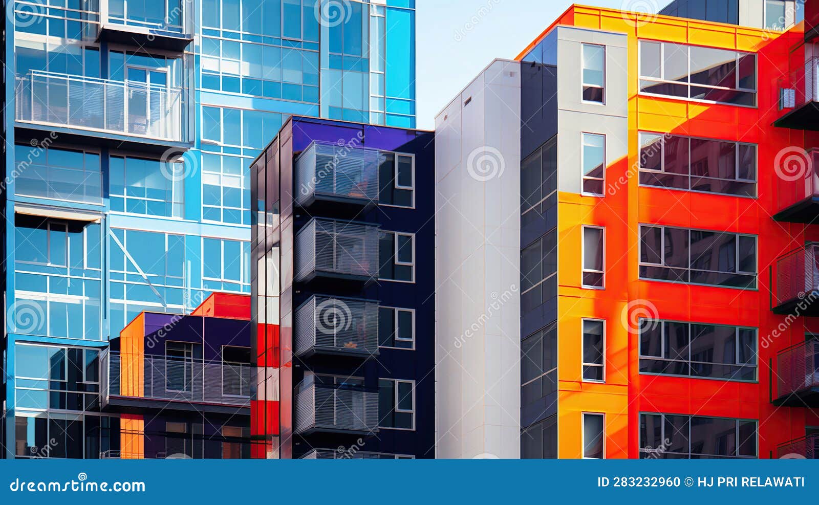 Modern Buildings in Bold Colors. Generative Ai Stock Illustration ...