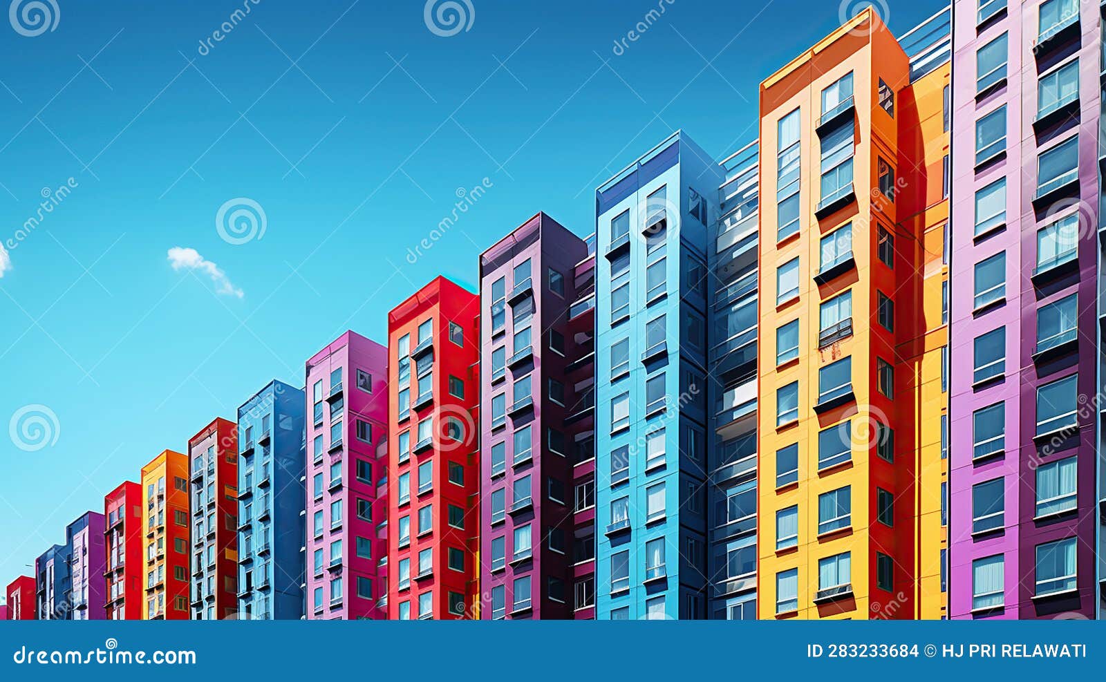 Modern Buildings in Bold Colors. Generative Ai Stock Illustration ...