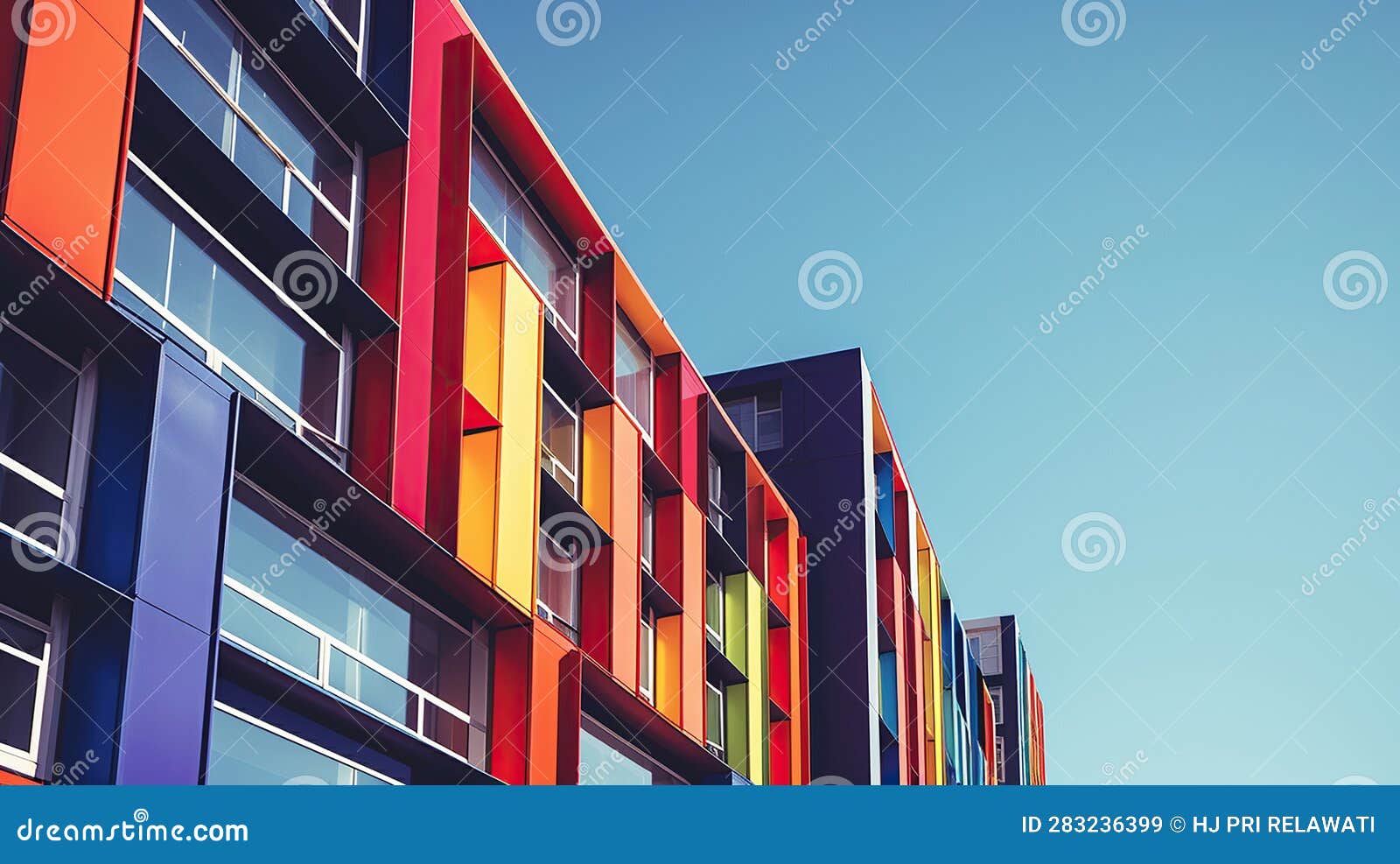 Modern Buildings in Bold Colors. Generative Ai Stock Illustration ...