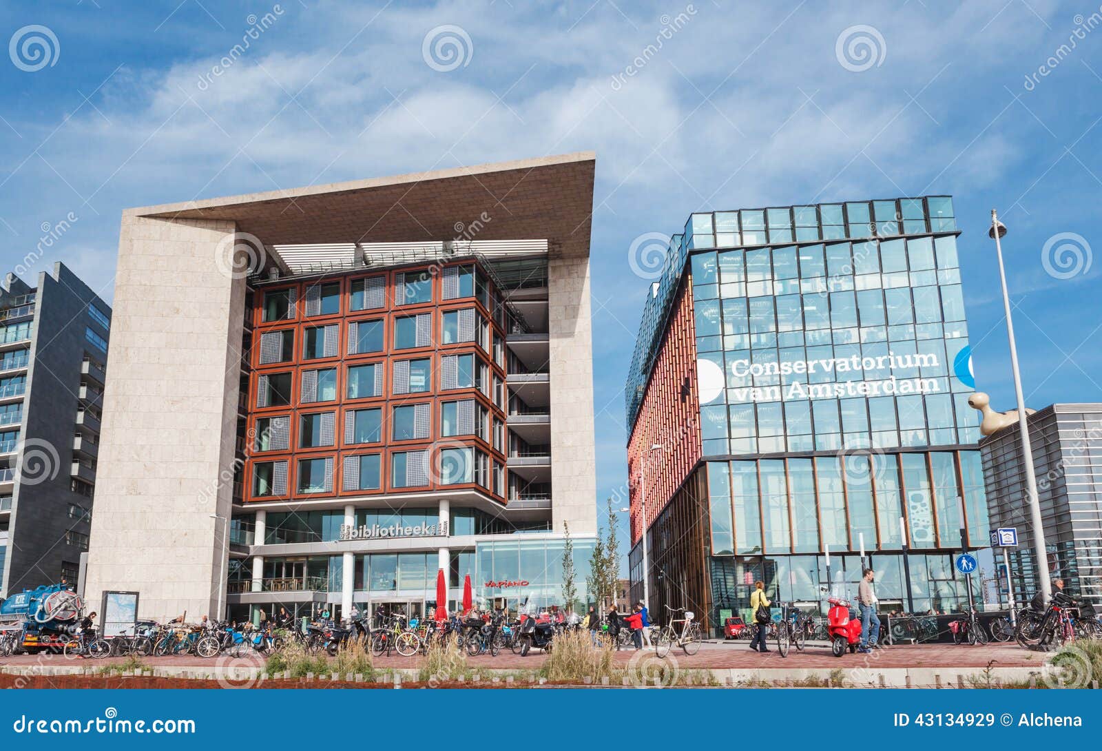 Modern Buildings of Conservatory and Library in Amsterdam Editorial ...