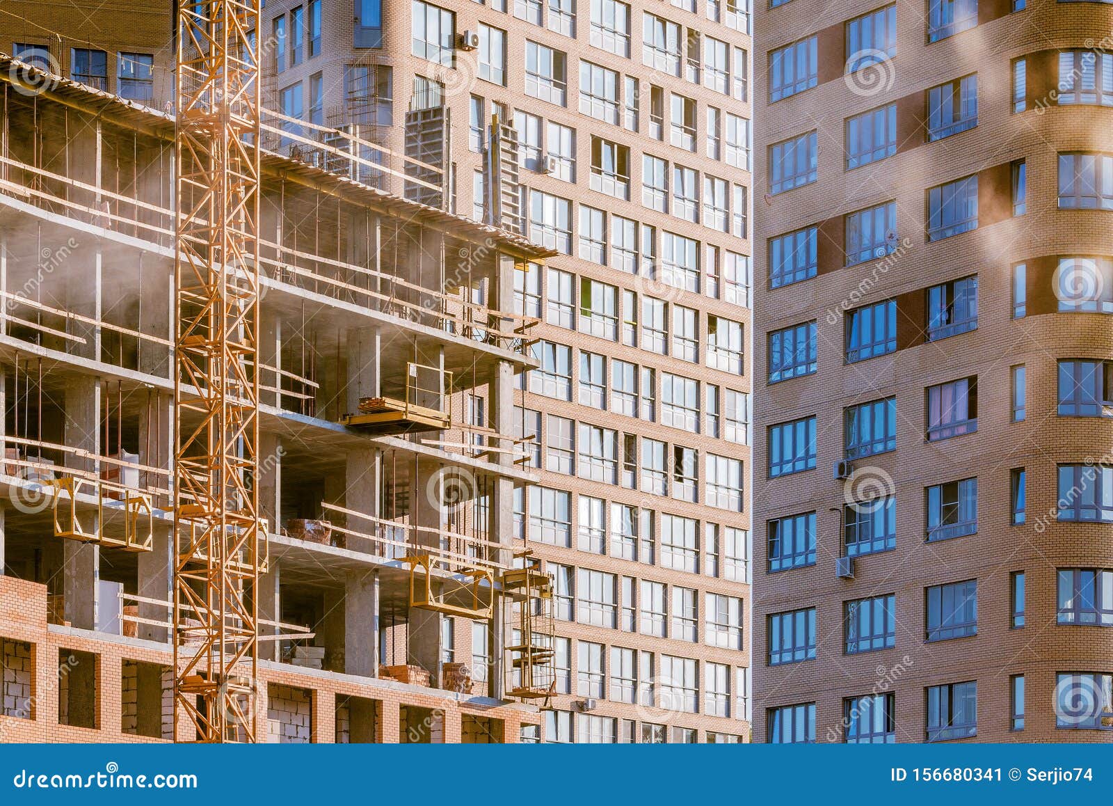 Modern Buildings by the Construction Site Stock Image - Image of estate ...