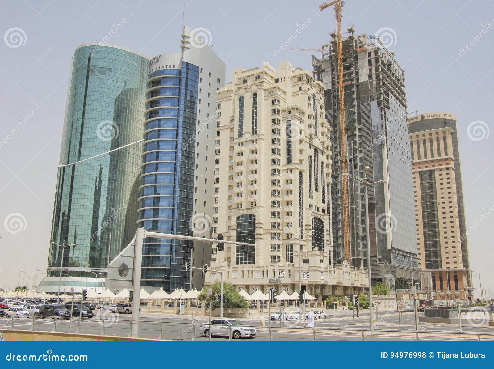 Modern buildings in Doha editorial stock photo. Image of heritage ...