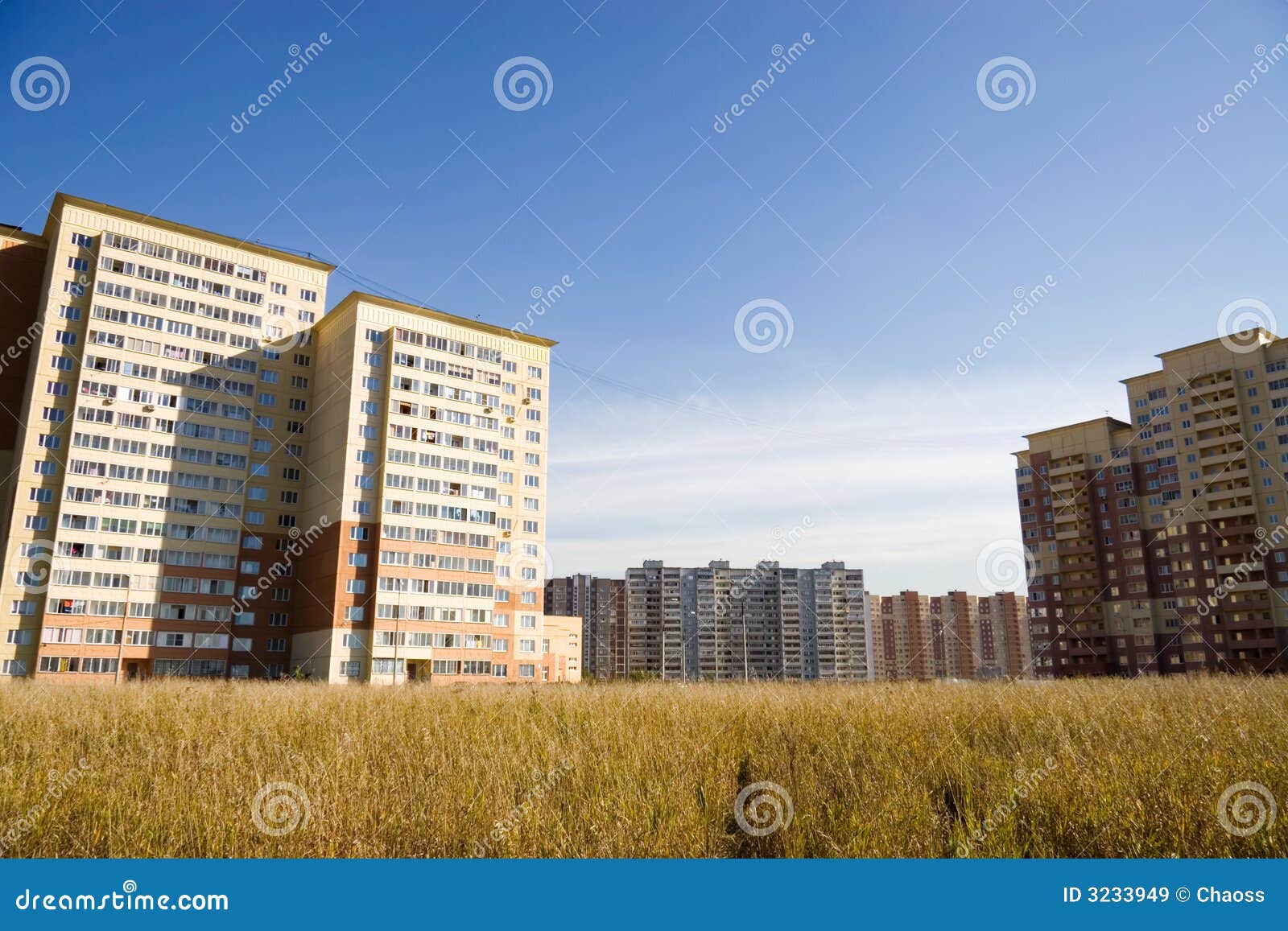 Modern Buildings in a Field Stock Image - Image of house, contrasts ...